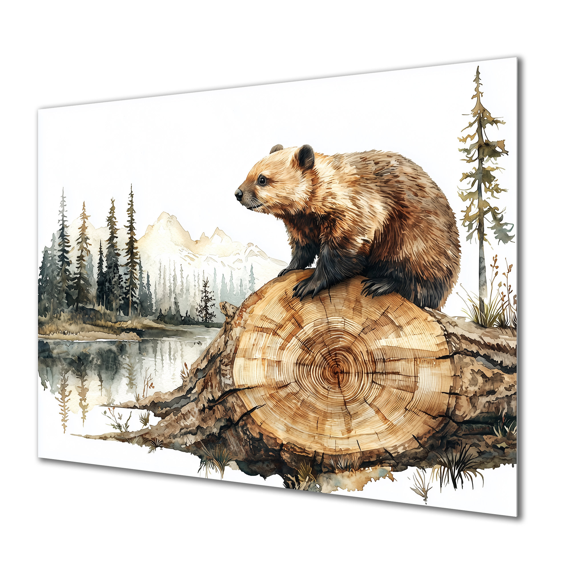 Millwood Pines Beaver Dam Lake In Wood Slide II - Modern Metal Art ...