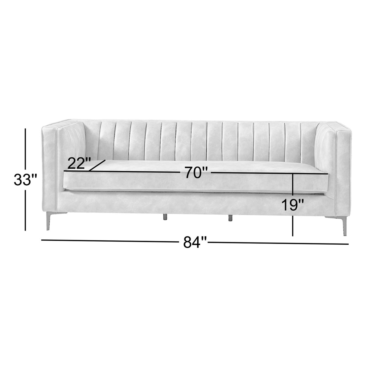 Trent Austin Design® Pecora 84.5" Faux Leather Tuxedo Arm Sofa ...