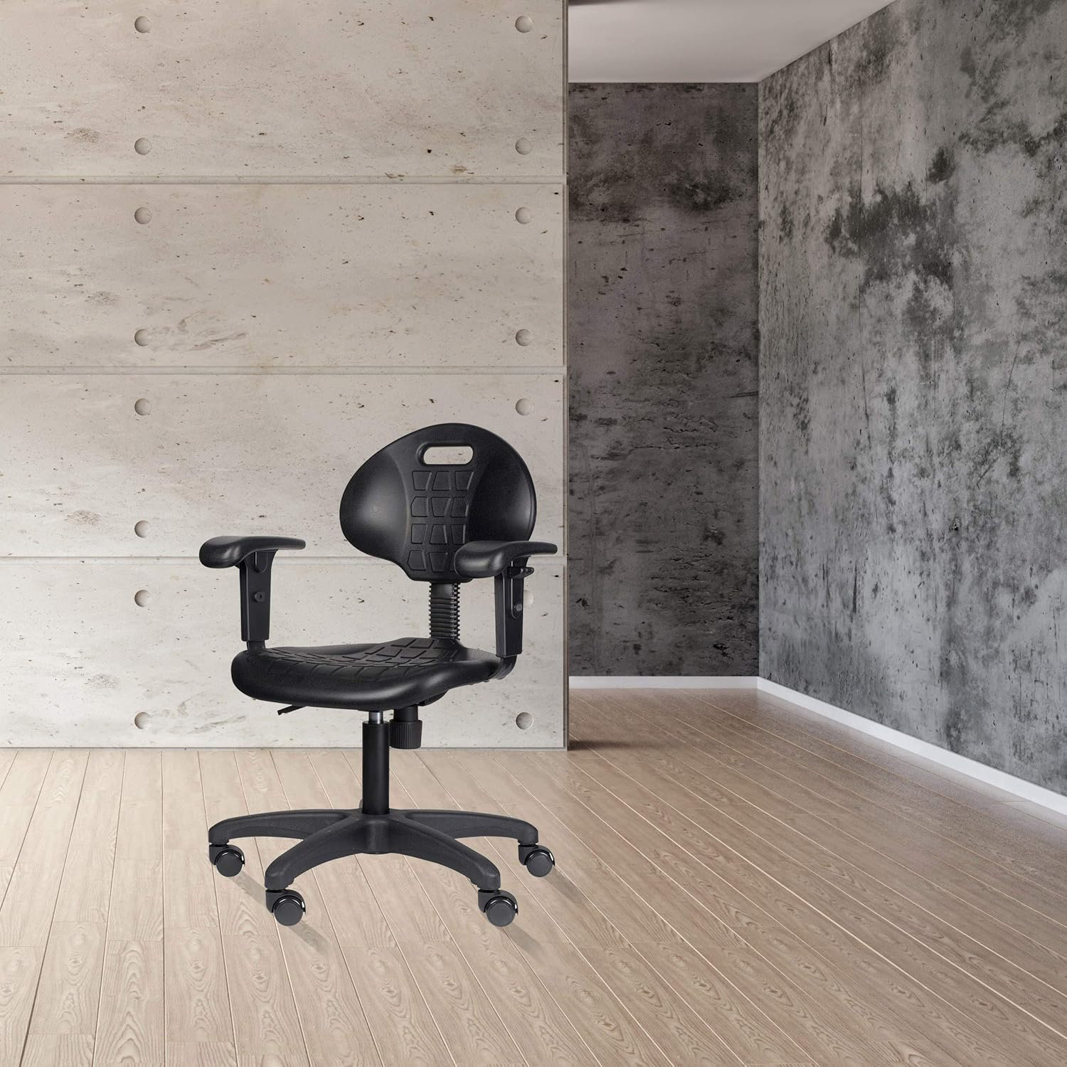 Benzara Adjustable Polyurethane Task Chair With Armrests - 16"-21 ...