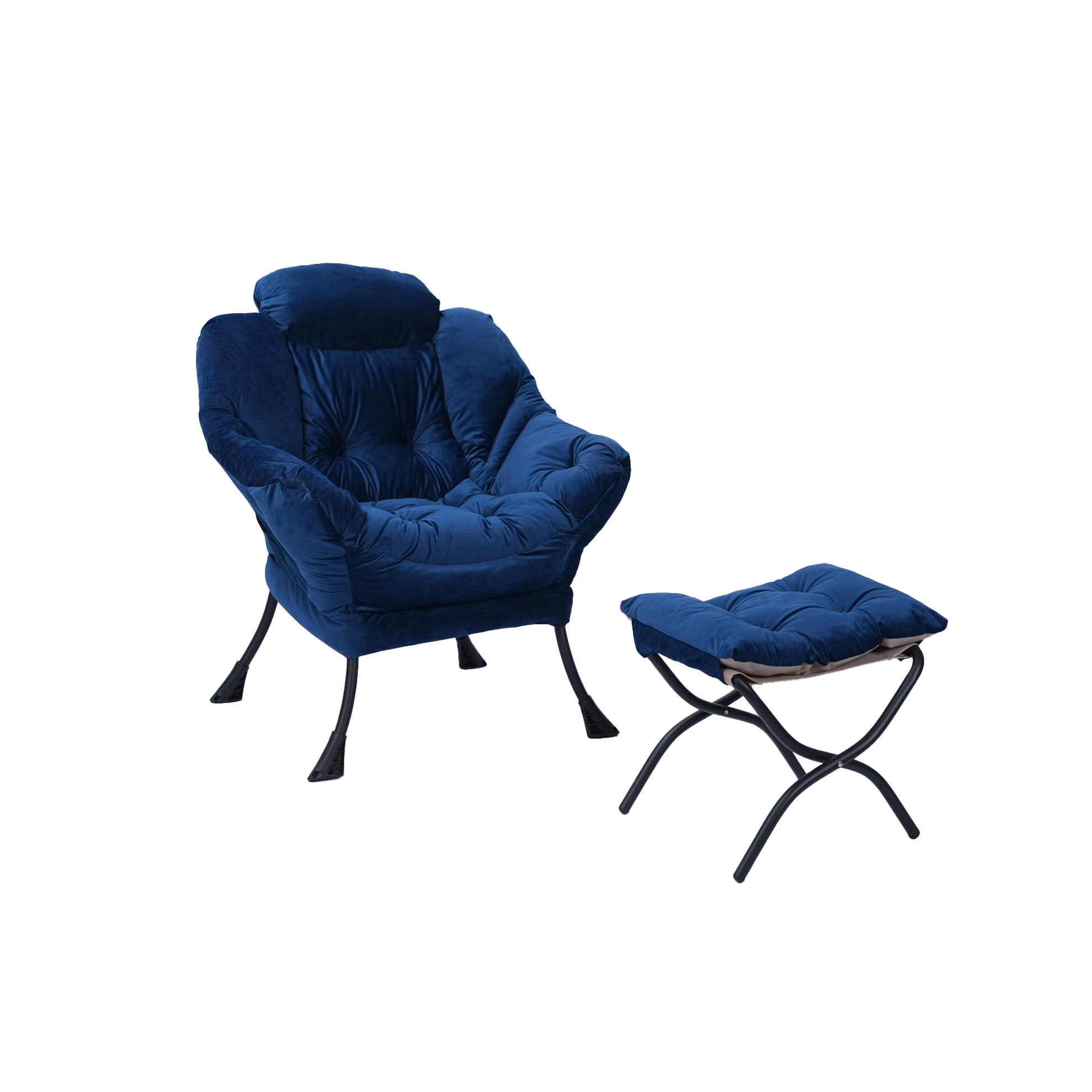 Winston Porter Blue Lounge Chair With Stable Construction Modern Living ...