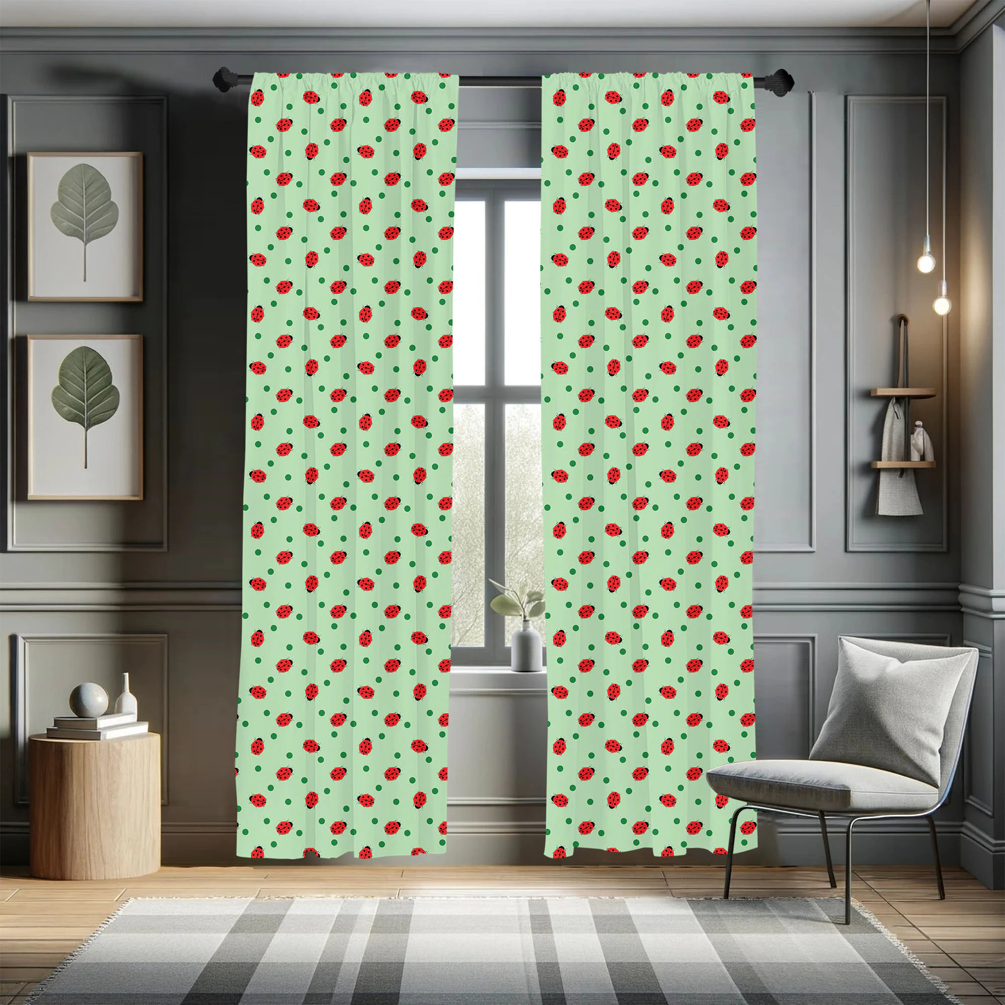 Ambesonne Ladybugs Polka Dots Semi-Sheer Rod Pocket Sliding Panel | Wayfair
