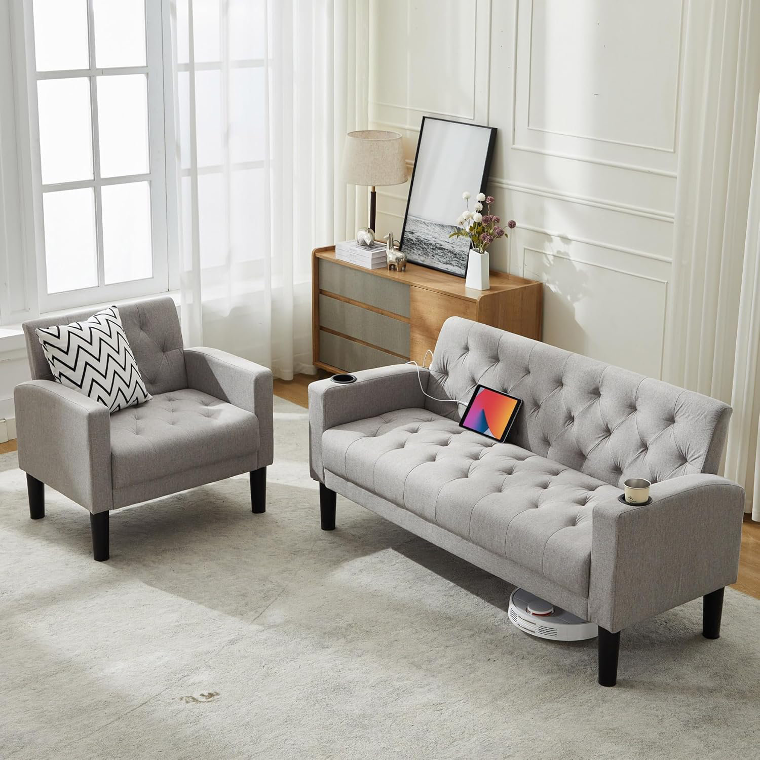 Fairmont Park Sofa 2 Seats Modern Style Comfy Small Sofa Chair Sets ...