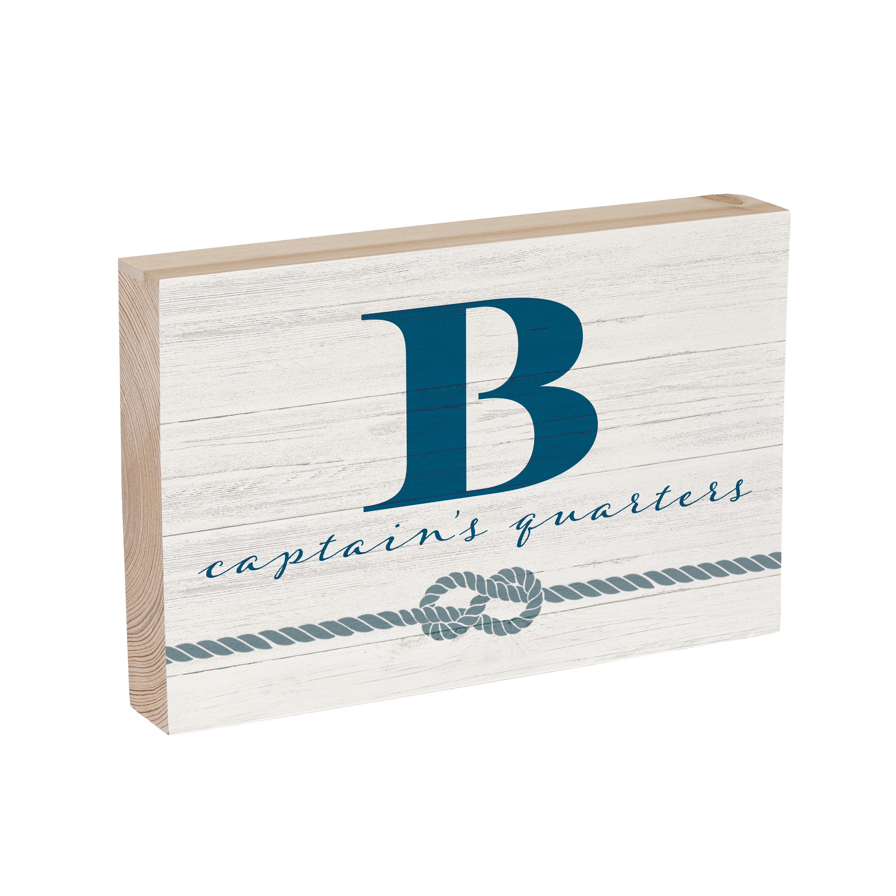 Breakwater Bay Coastal Wooden Plock Monogram Captain 12x8" B | Wayfair