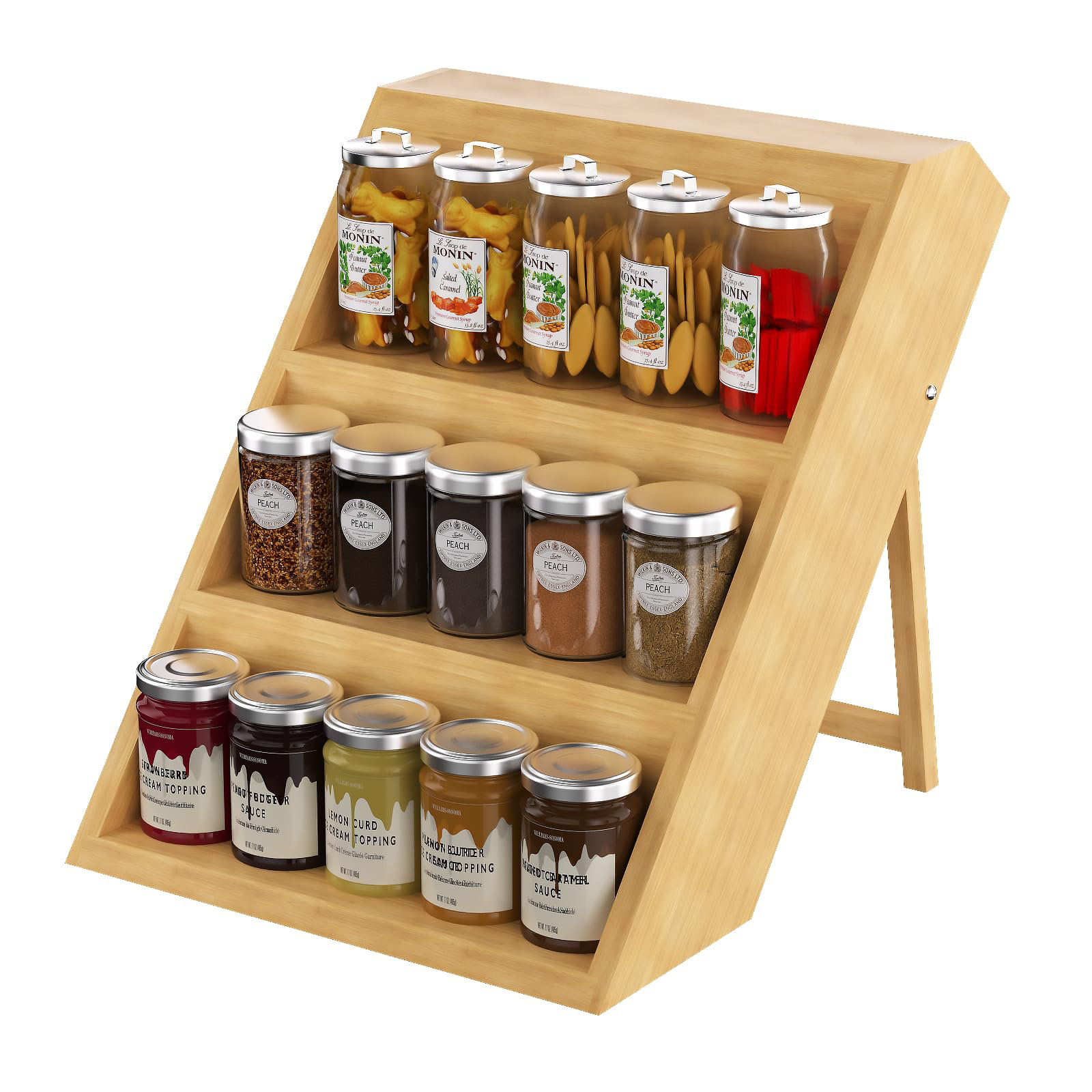 Loon Peak® Bamboo Spice Rack Organizer - 3-Tier Wooden Rack For Kitchen ...