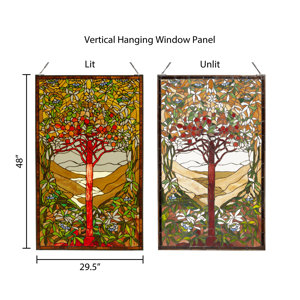 Bloomsbury Market 48"H Grand Tree Tiffany-Style Stained Glass Window ...
