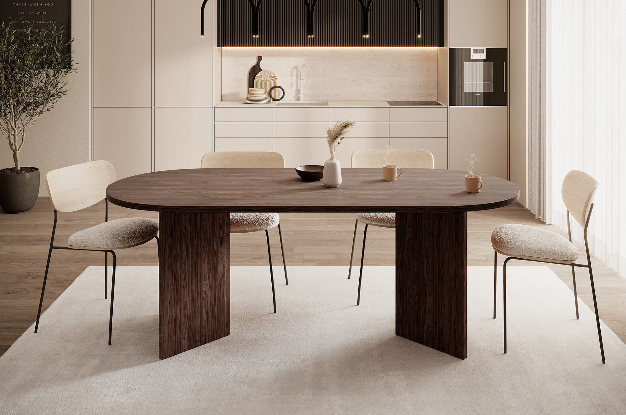 Brayden Studio Ovo Table 204 cm Walnut Wisconsin | Wayfair.co.uk