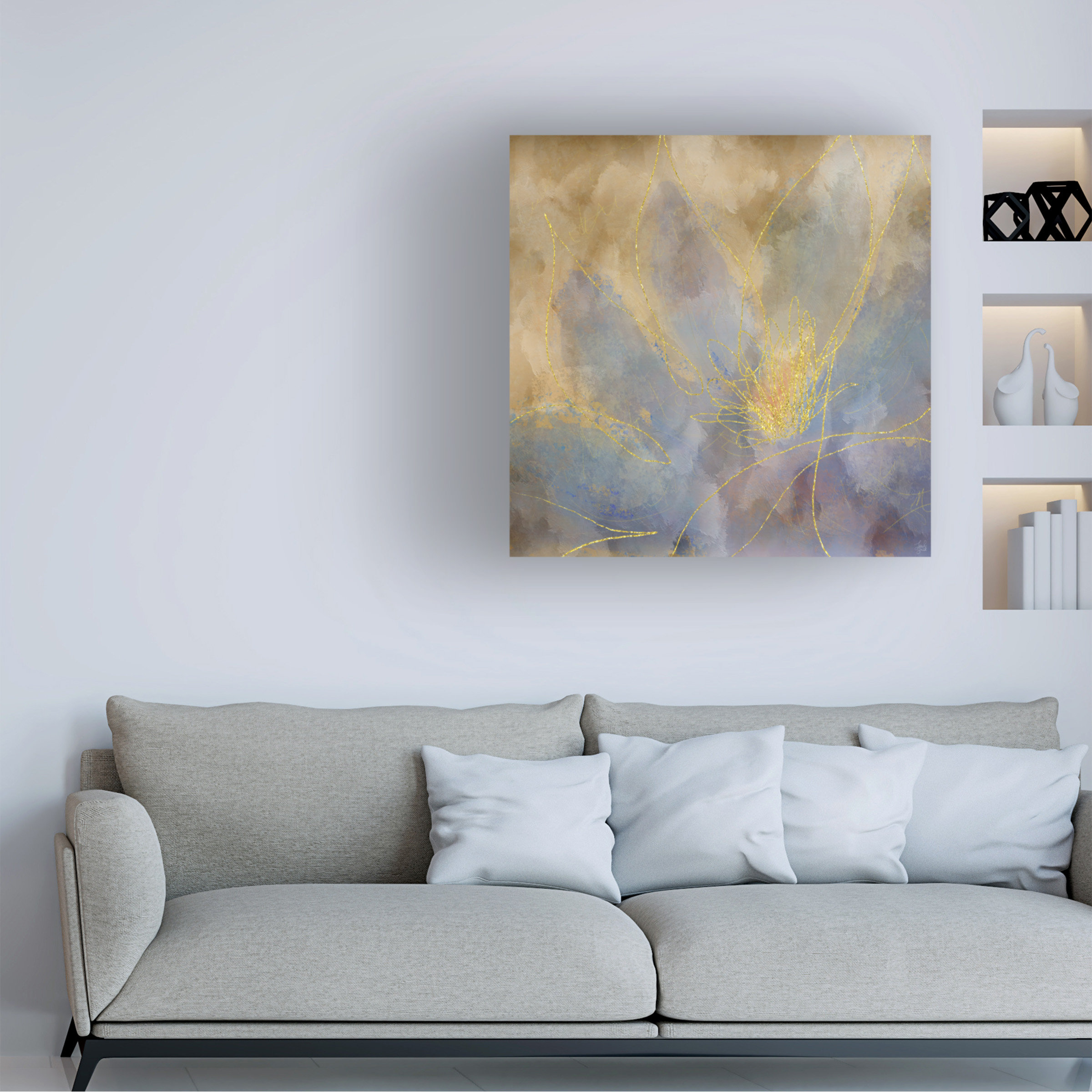 Trademark Fine Art Line And Brush Sprayed Graffiti Floral Canvas Art ...
