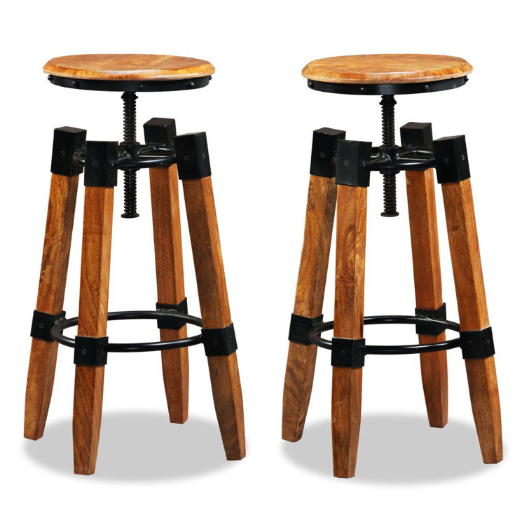 VidaXL Bar Stools Solid Mango Wood | Wayfair
