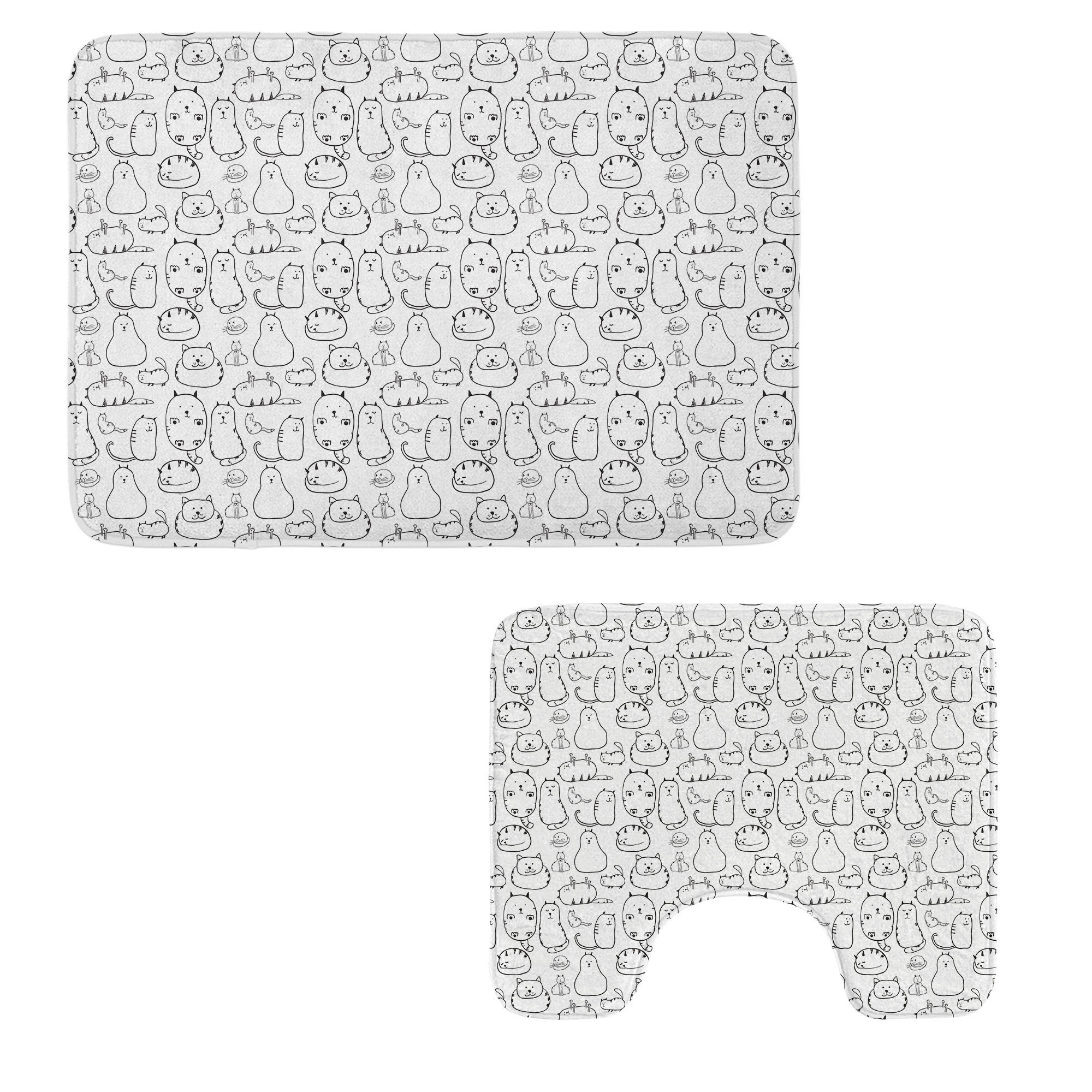 East Urban Home Cat Bathroom Rug Set 2 Pieces Rectangle & Contour Mats ...