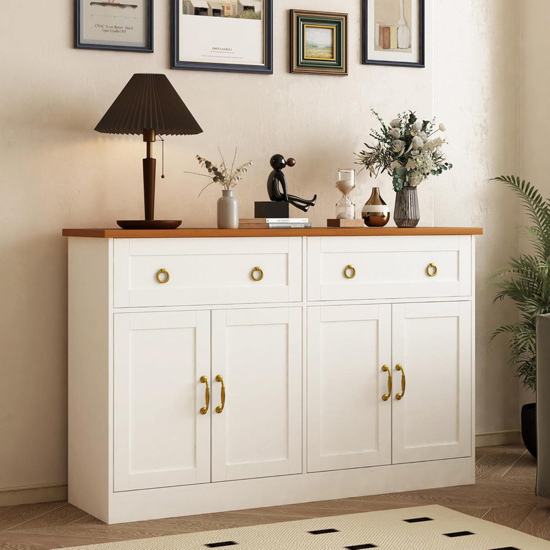 House of Hampton Buffet Sideboard Cabinet with Storage, 55'' L Sideboard Buffet Cabinet with 2 ...