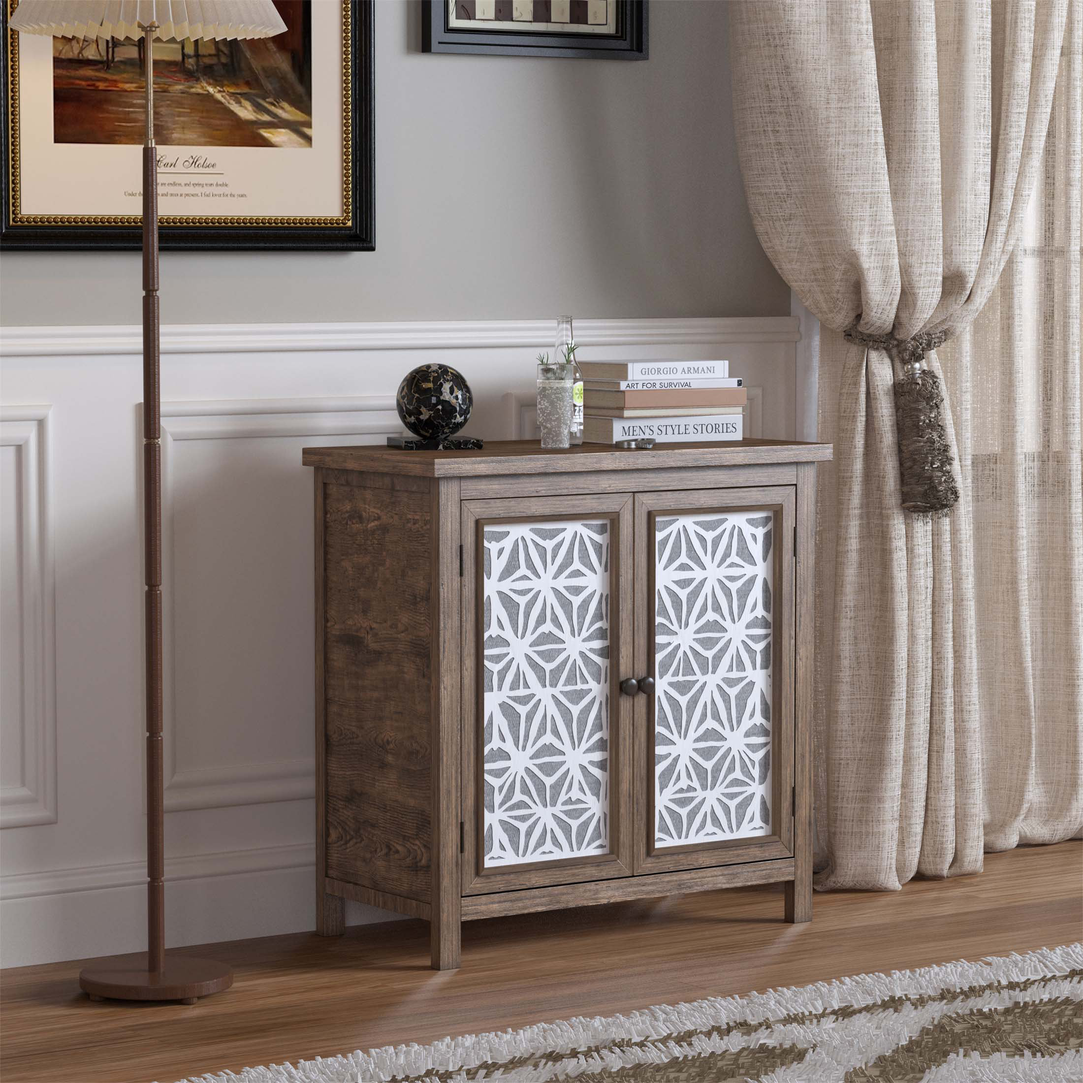 Latitude Run® 31.89" Wide Rustic Solid Wood Transitional Cabinet ...
