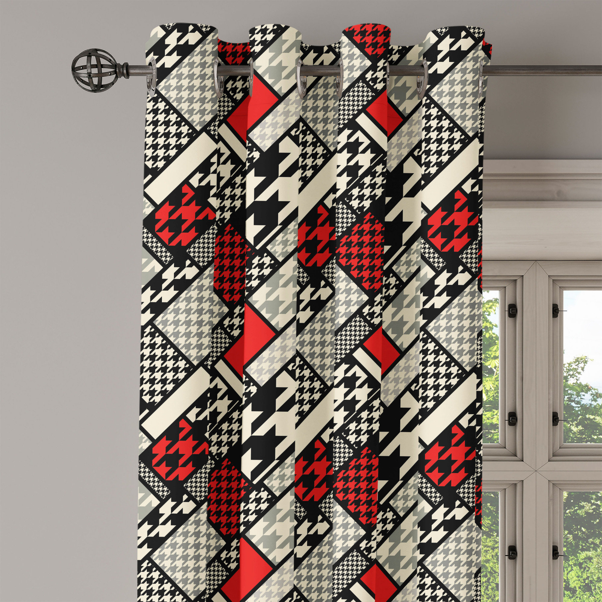 East Urban Home Sateen Abstract Blackout Grommet Single Curtain Panel ...