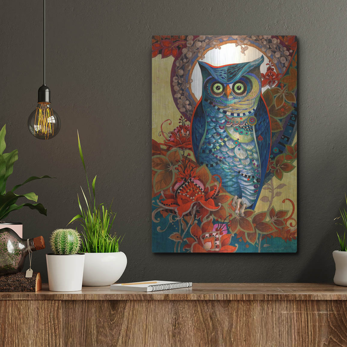 Ebern Designs 'Hoot' by David Galchutt Metal Wall Art | Wayfair