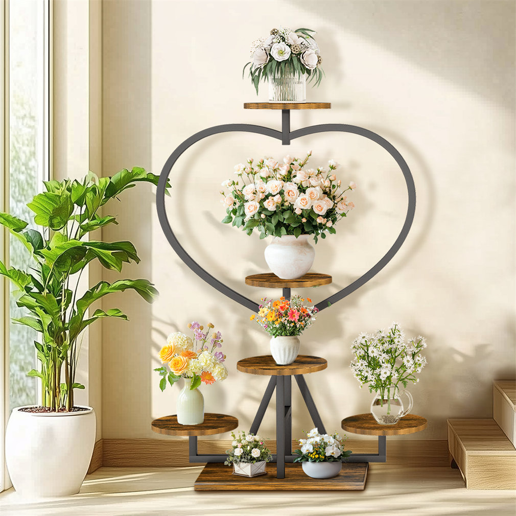 17 Stories Darya 6-Tier Plant Stand Indoor Outdoor Metal Flower Display ...