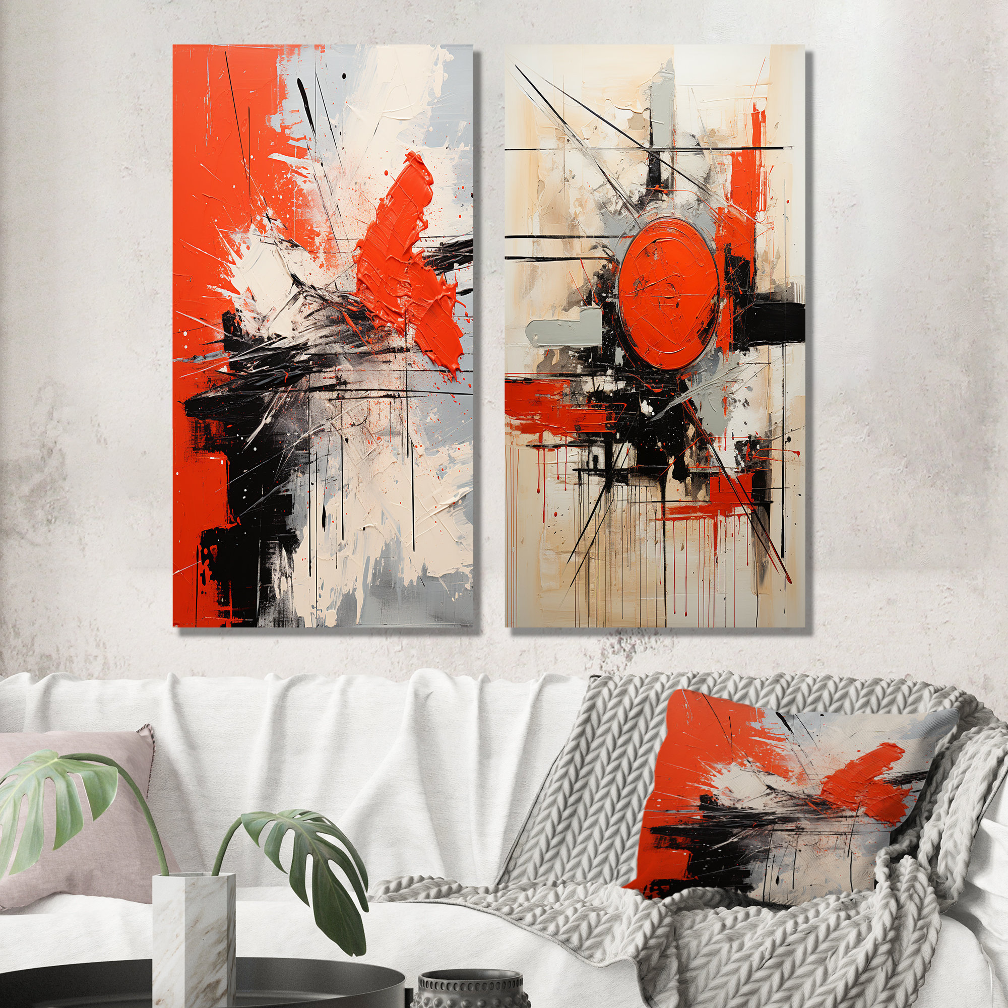 Ivy Bronx Red And White Chaos Unleashed I - Abstract Collages Metal ...