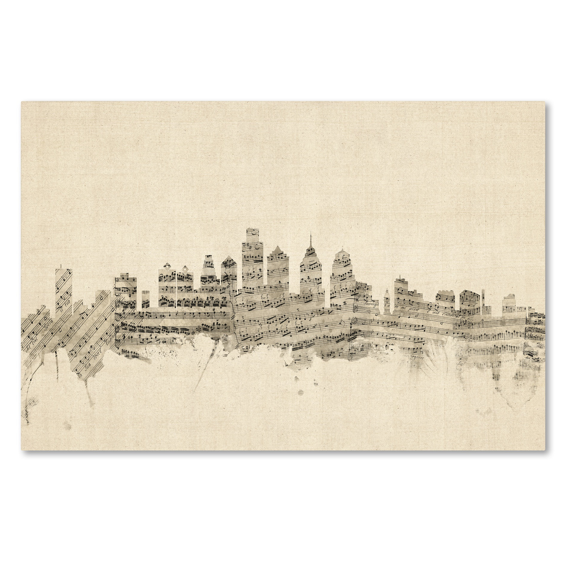 Ebern Designs 'Philadelphia Skyline Sheet Music' Graphic Art on Wrapped ...