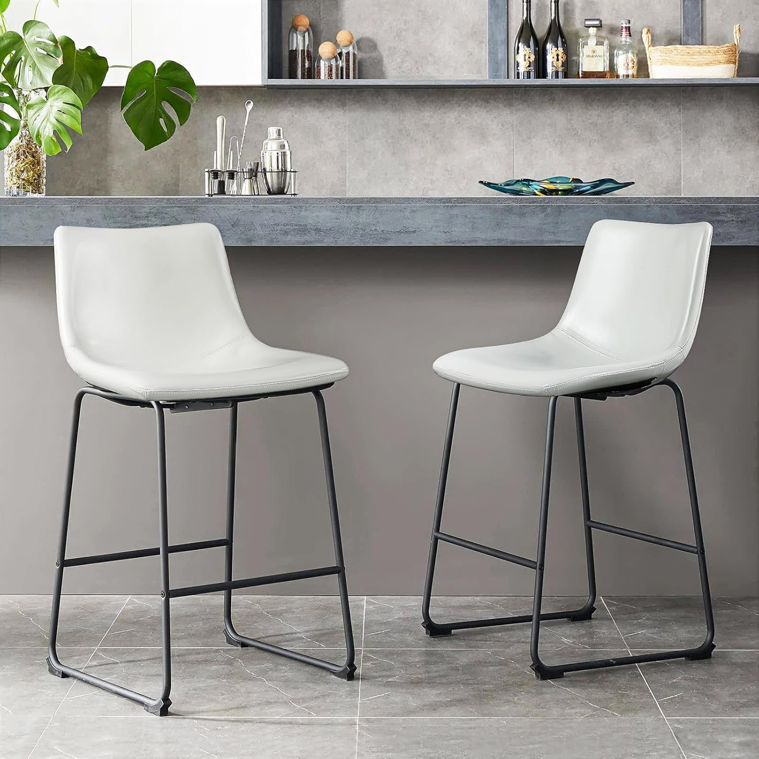 George Oliver Counter Height Bar Stools Set of 2,Barstools with Back ...
