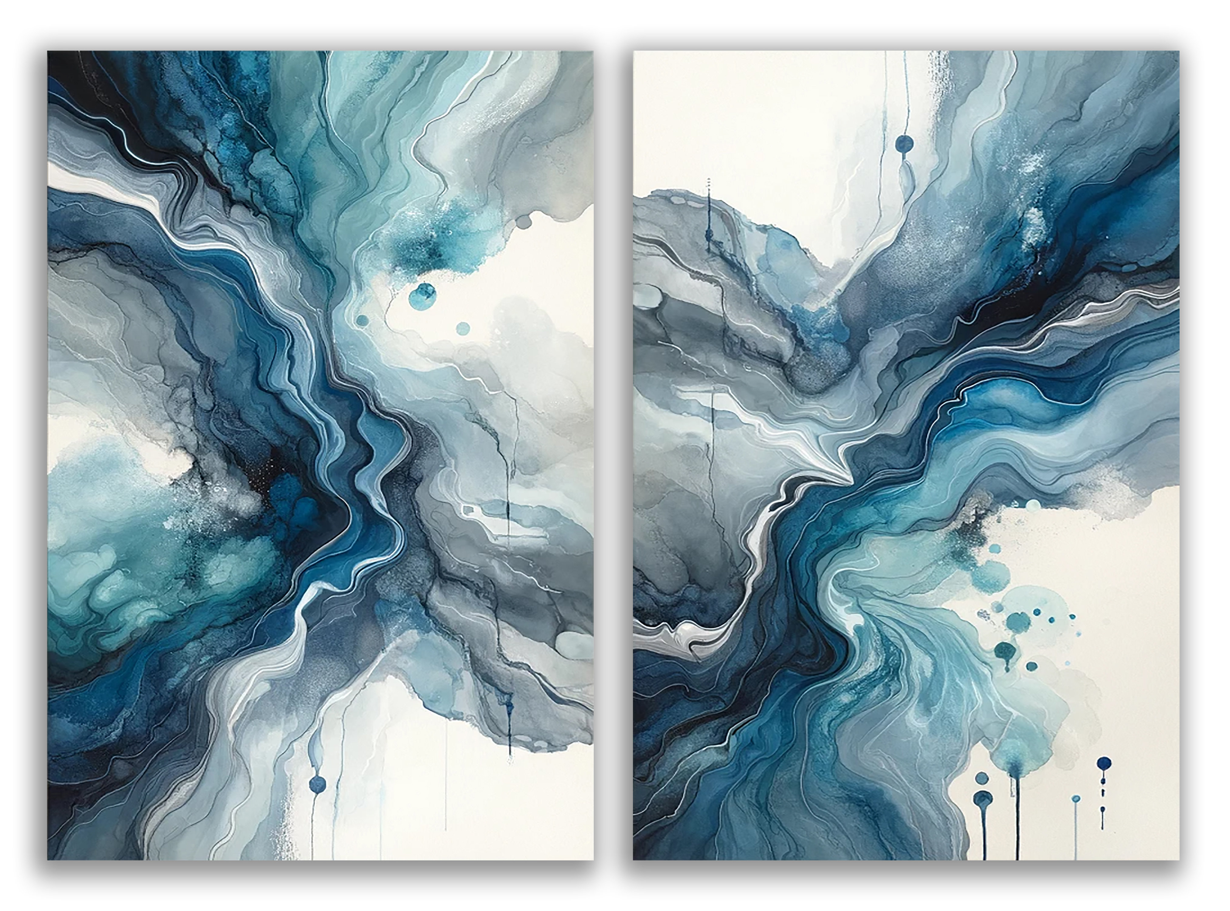 Wrought Studio Rhythmic Tides: Diptych Abstract Sea Wave Resin Wall Art ...