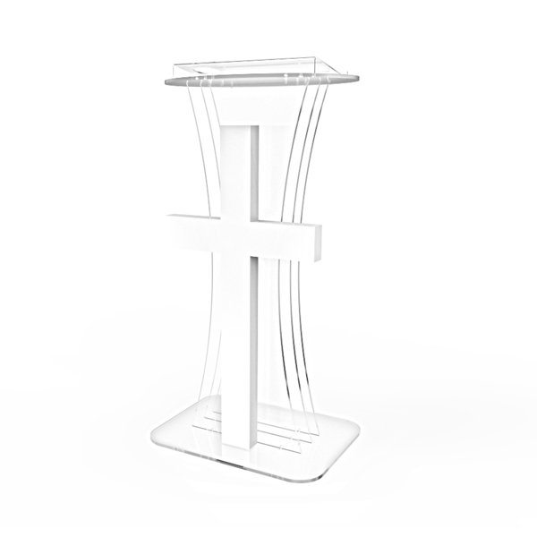 FixtureDisplays Clear Acrylic Lucite Podium Pulpit Lectern w/ white ...