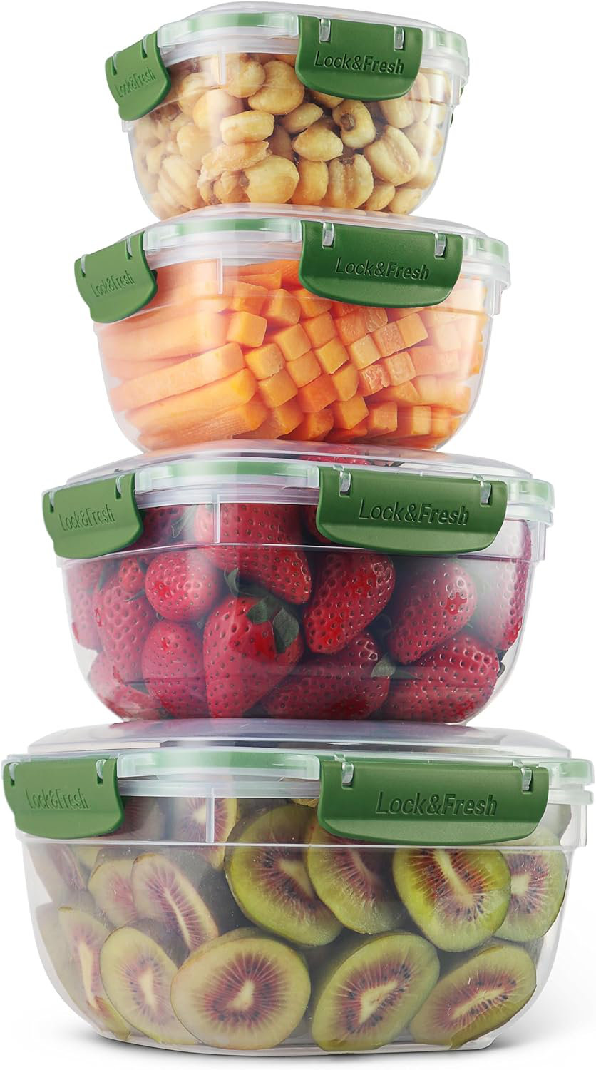 Mint Pantry® Plastic Food Storage Containers with Airtight Lids (Set of ...