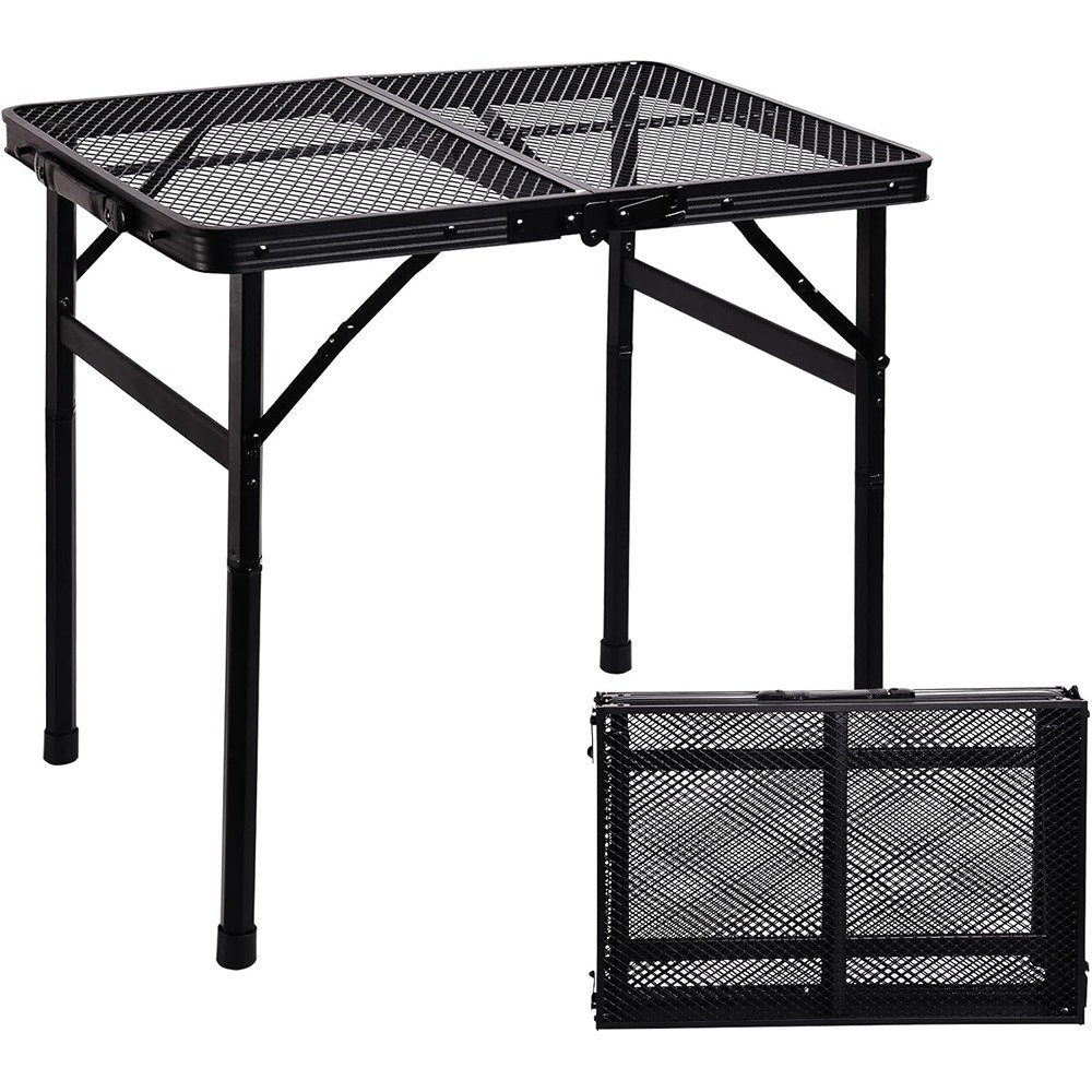 Arlmont & Co. Metal Picnic Small Folding Table, Camping Grill BBQ Side ...