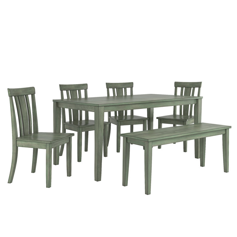 Lark Manor Alexa-Mae 6 - Person Solid Wood Top Four Leg Dining Set ...