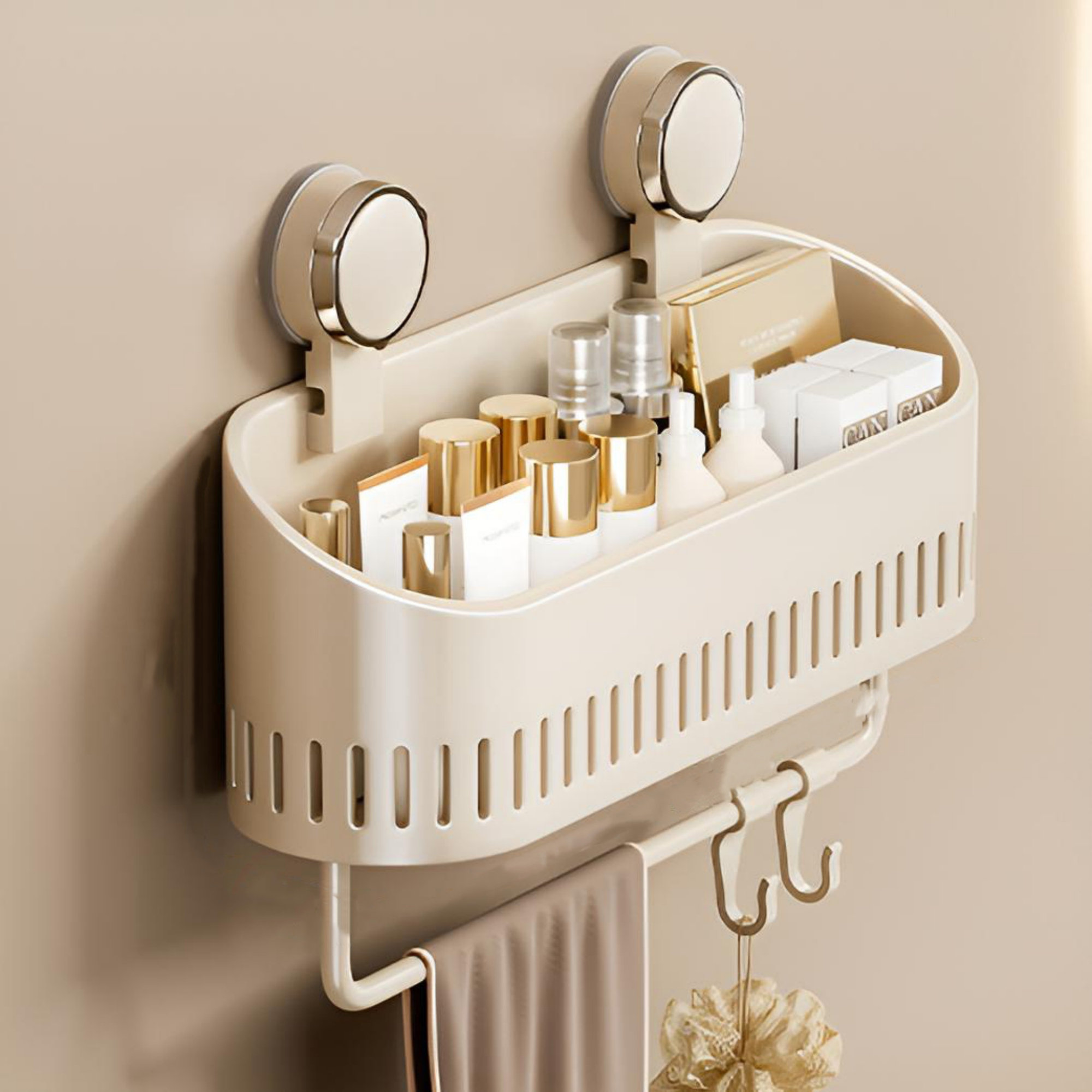 World Menagerie Non Perforated Suction Cup Storage Rack, Bathroom Wall ...