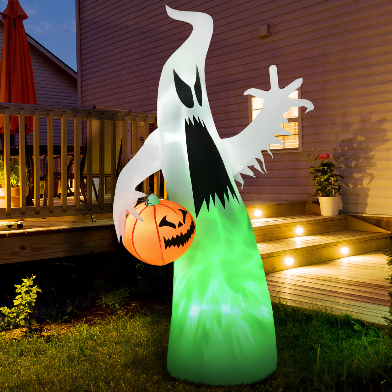 Ivy Bronx HOMCOM 5.9' Halloween Inflatable Outdoor Decoration Ghost ...