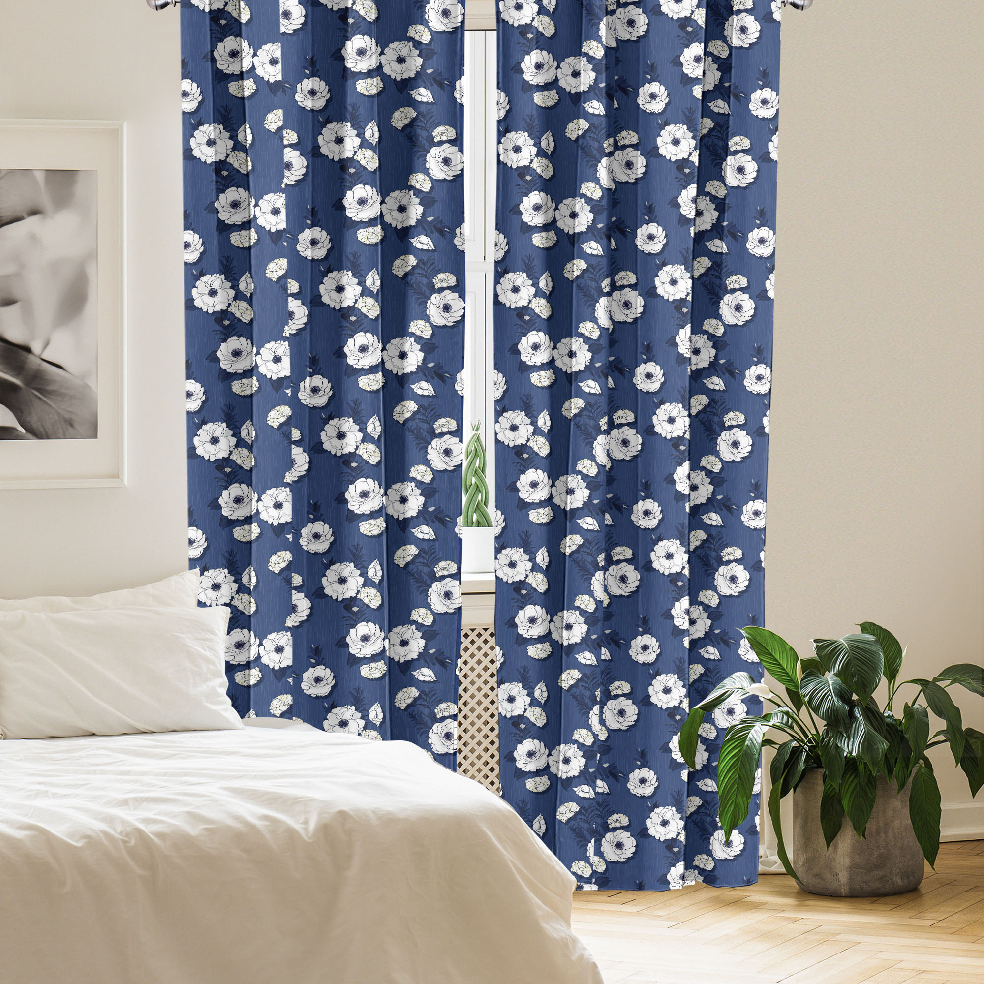 East Urban Home Floral 4-Panel Curtains, Blooming Clove Flowers Art ...