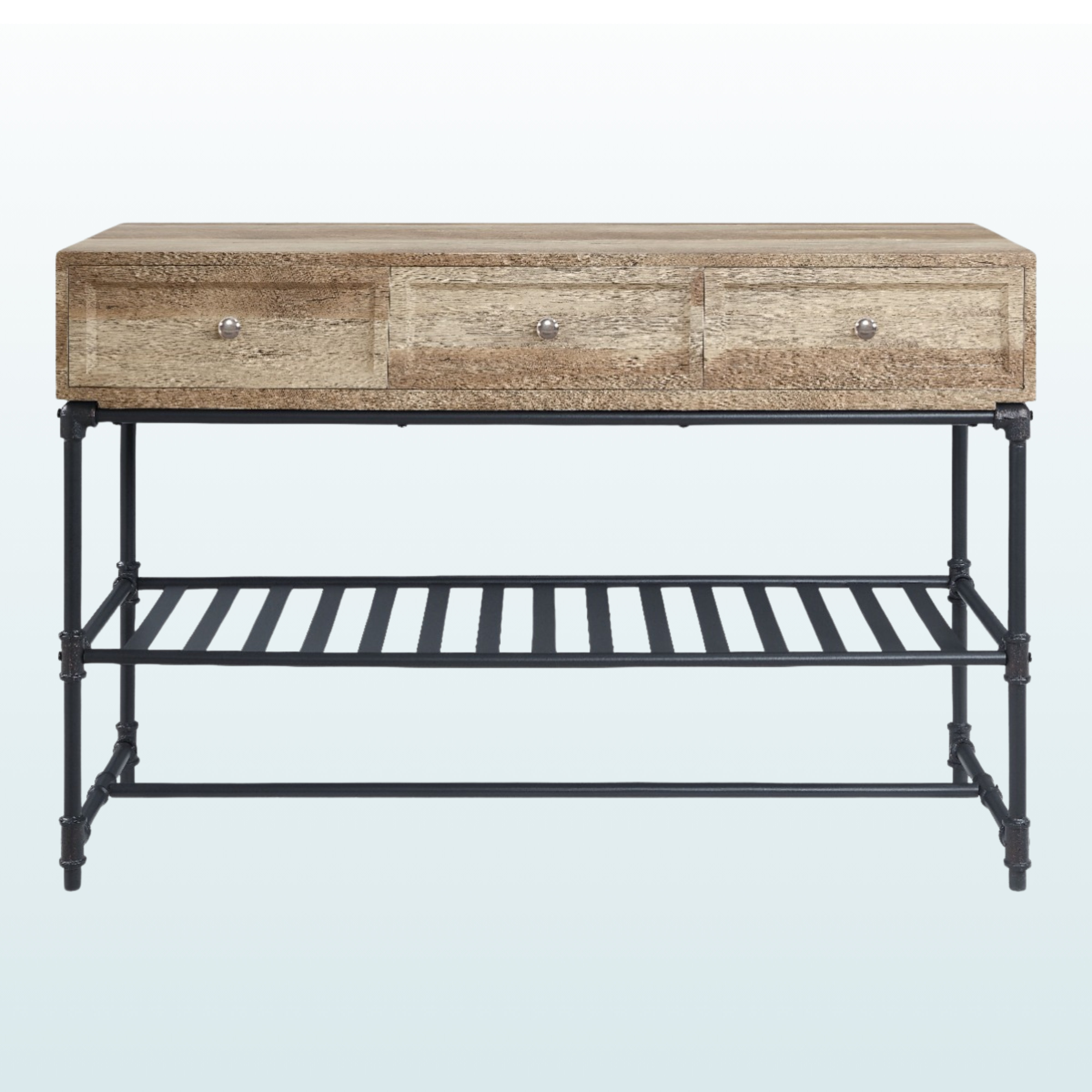 Williston Forge Brantley Sofa Table in Oak & Sandy Black | Wayfair