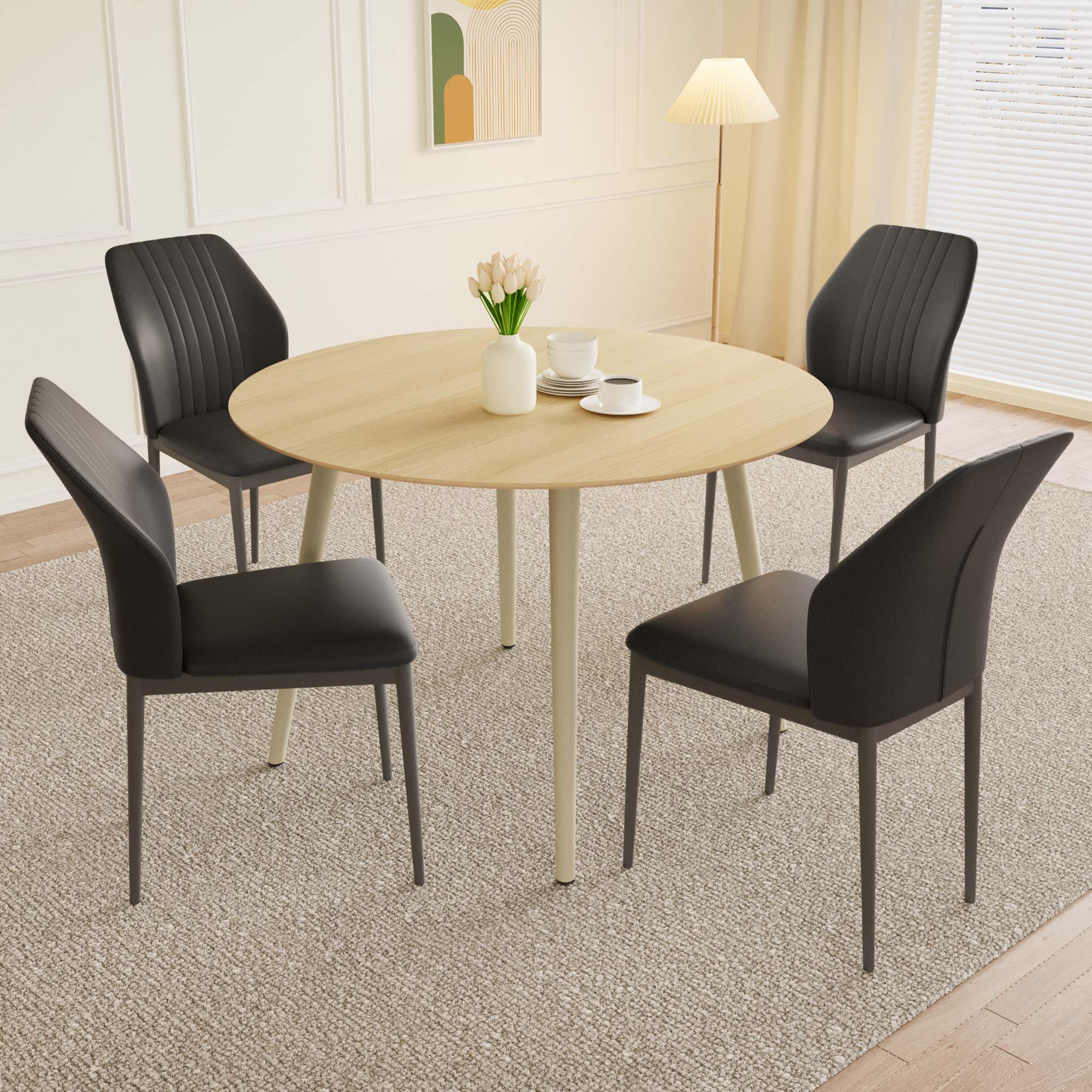 George Oliver Round Dining Table Set, Mid Century Modern Small Round ...