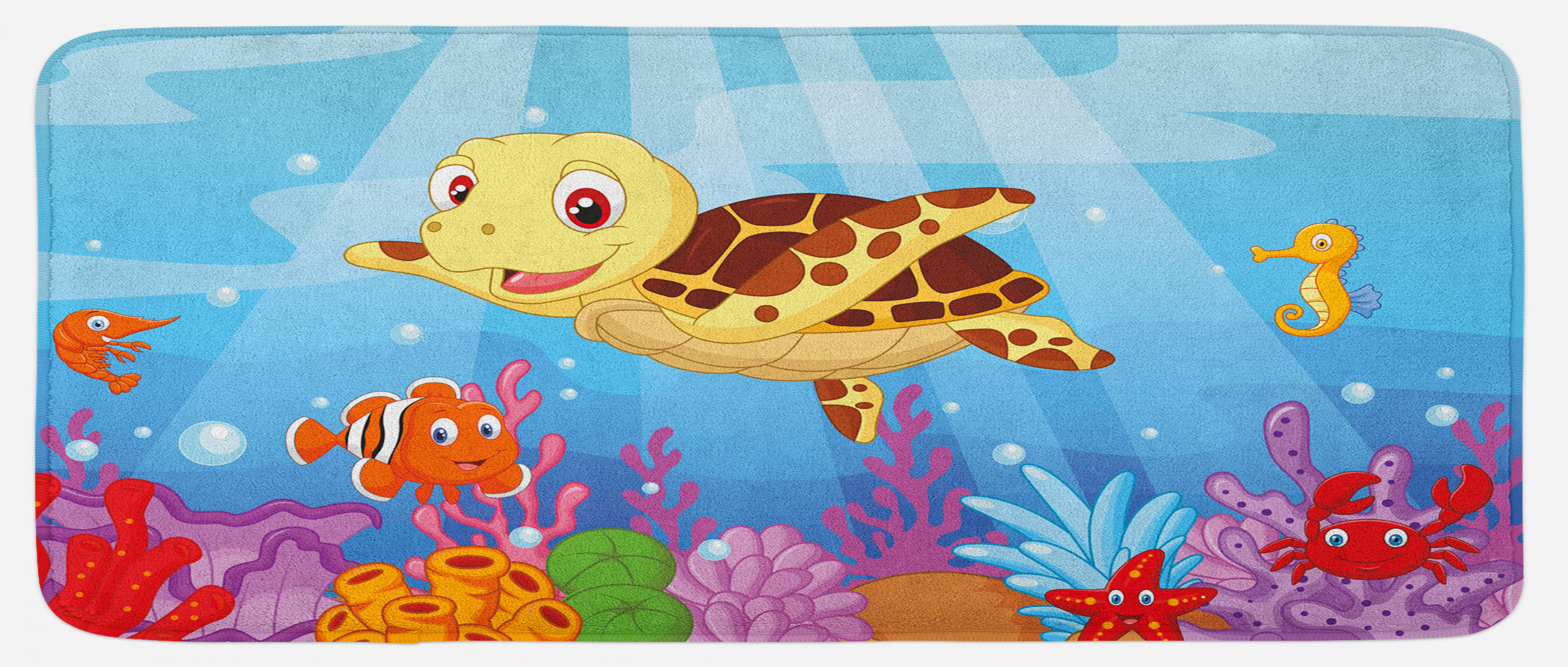 East Urban Home Funny Cartoon Style Underwater Sea Animals Baby Turtle ...