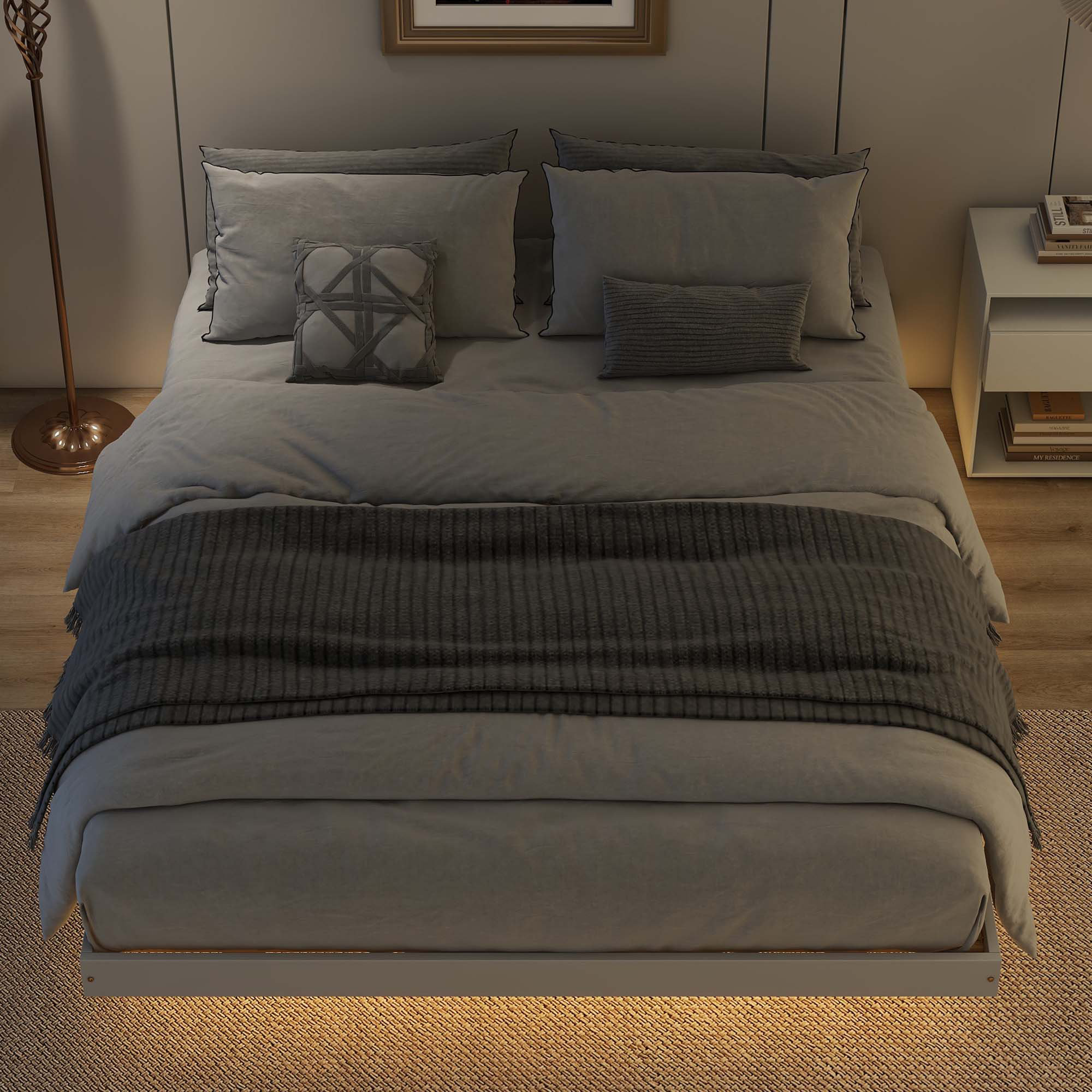 Ebern Designs Floating Bed With LED Lights Underneath | Wayfair