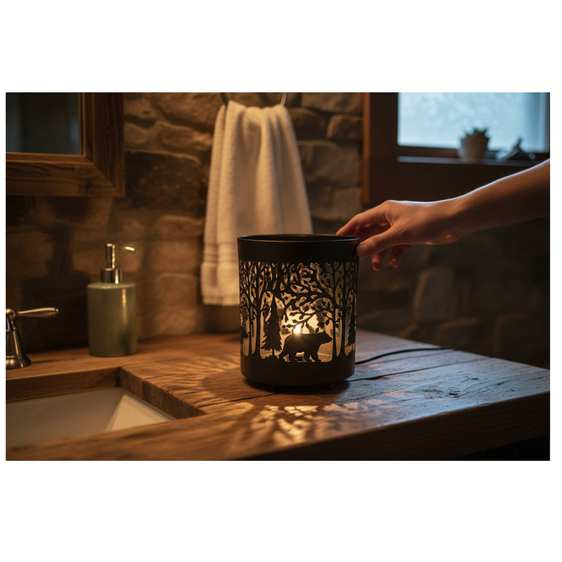 Prep & Savour Metal Bear And Tree Canister Light, 7 1/4"x7 1/4""x4 3/4 ...