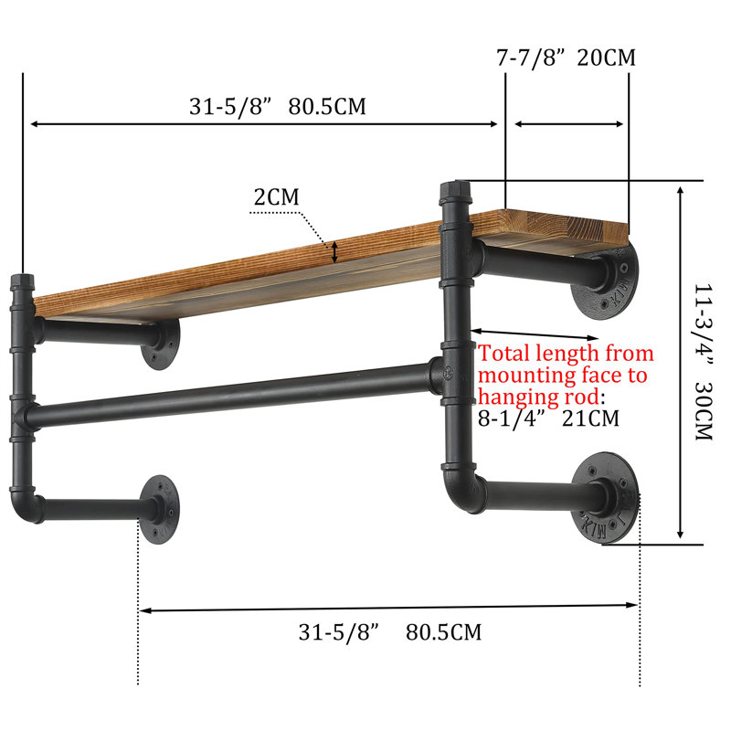 Williston Forge Javin 32" Metal Wall Mounted Clothes Rack | Wayfair