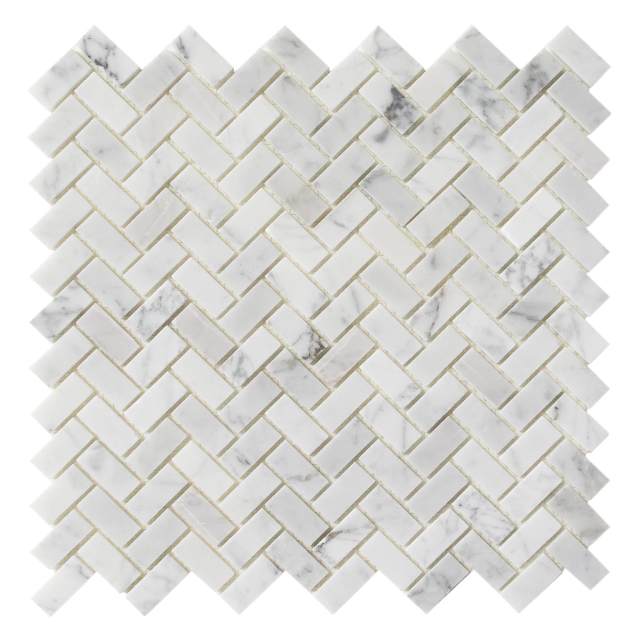 Tile & Top 12" x 12" Marble Herringbone Mosaic Wall & Floor Tile ...