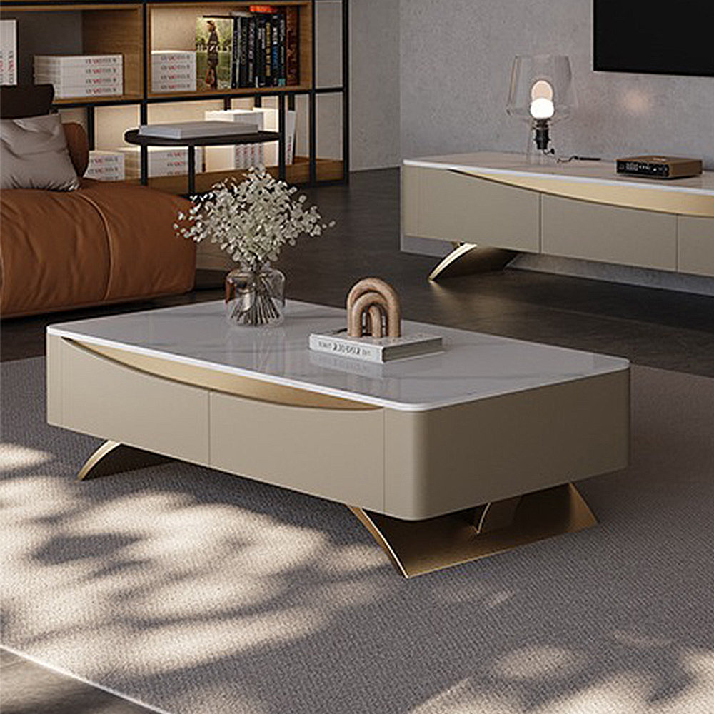 Everly Quinn Modern minimalist sintered stone coffee table | Wayfair