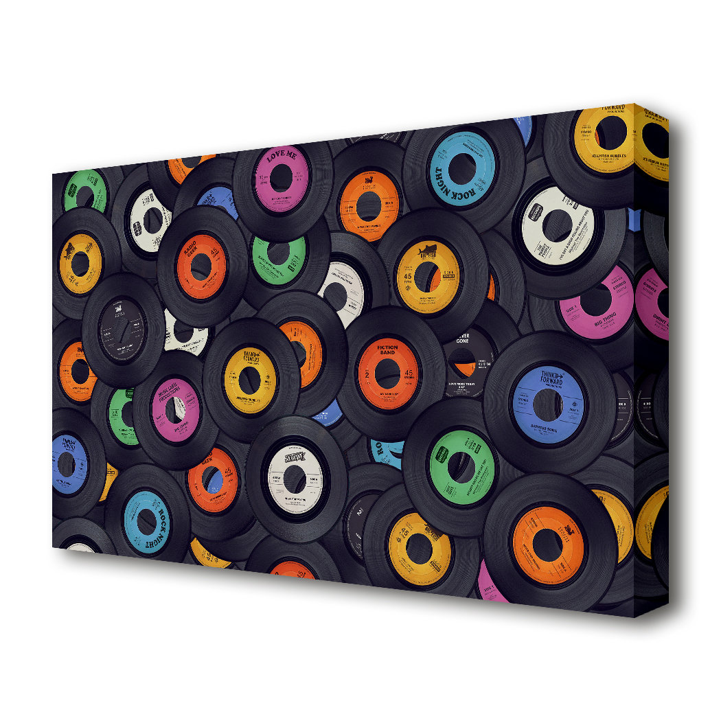 East Urban Home Jukebox Singles Music - Wrapped Canvas Graphic Art ...
