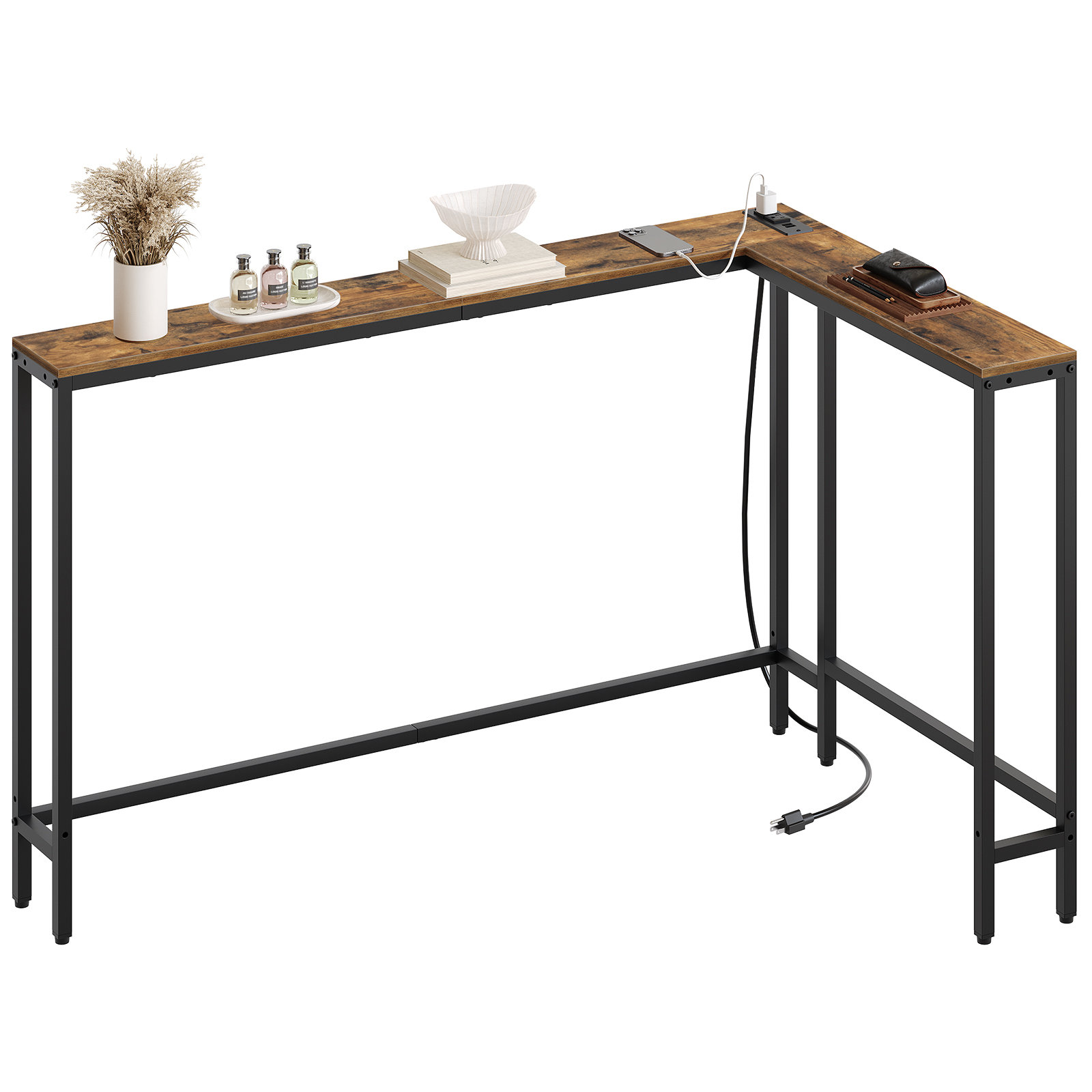 17 Stories L Shaped Console Table 70.9" Long Narrow Sofa Table Foyer ...