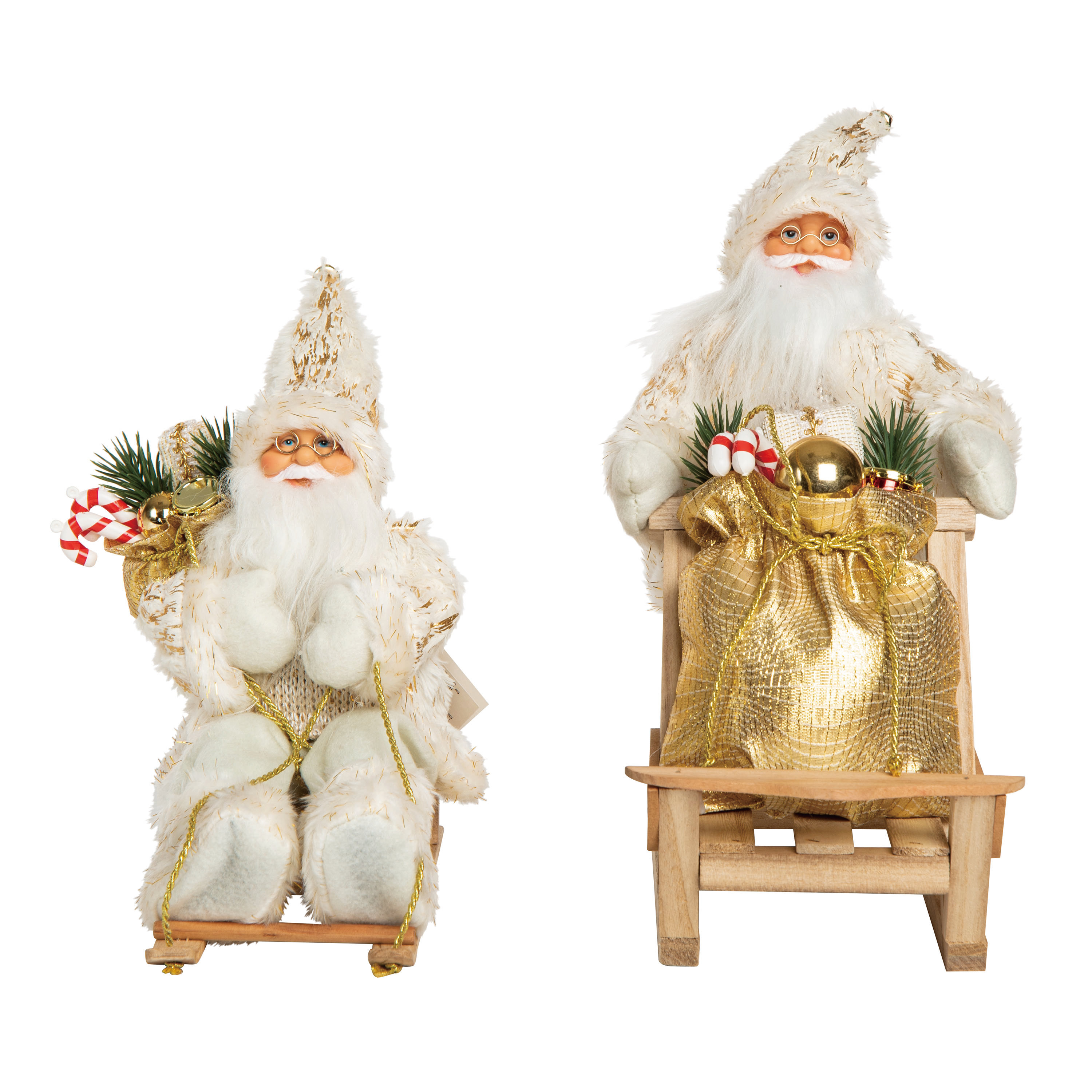 The Holiday Aisle® Fabric Elegant Metallic Santa Decor Set of 2 ...