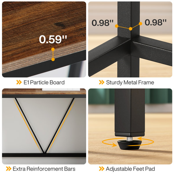 17 Stories 47.24'' W Rectangle Computer Desk with Hutch | Wayfair