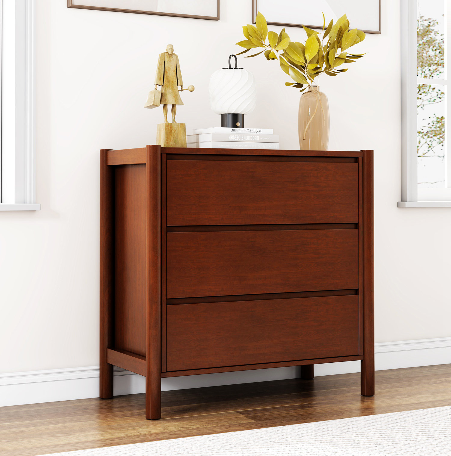 Ebern Designs Llubia 3 Drawer 31.51" W Solid Wood Chest, Accent Chest ...