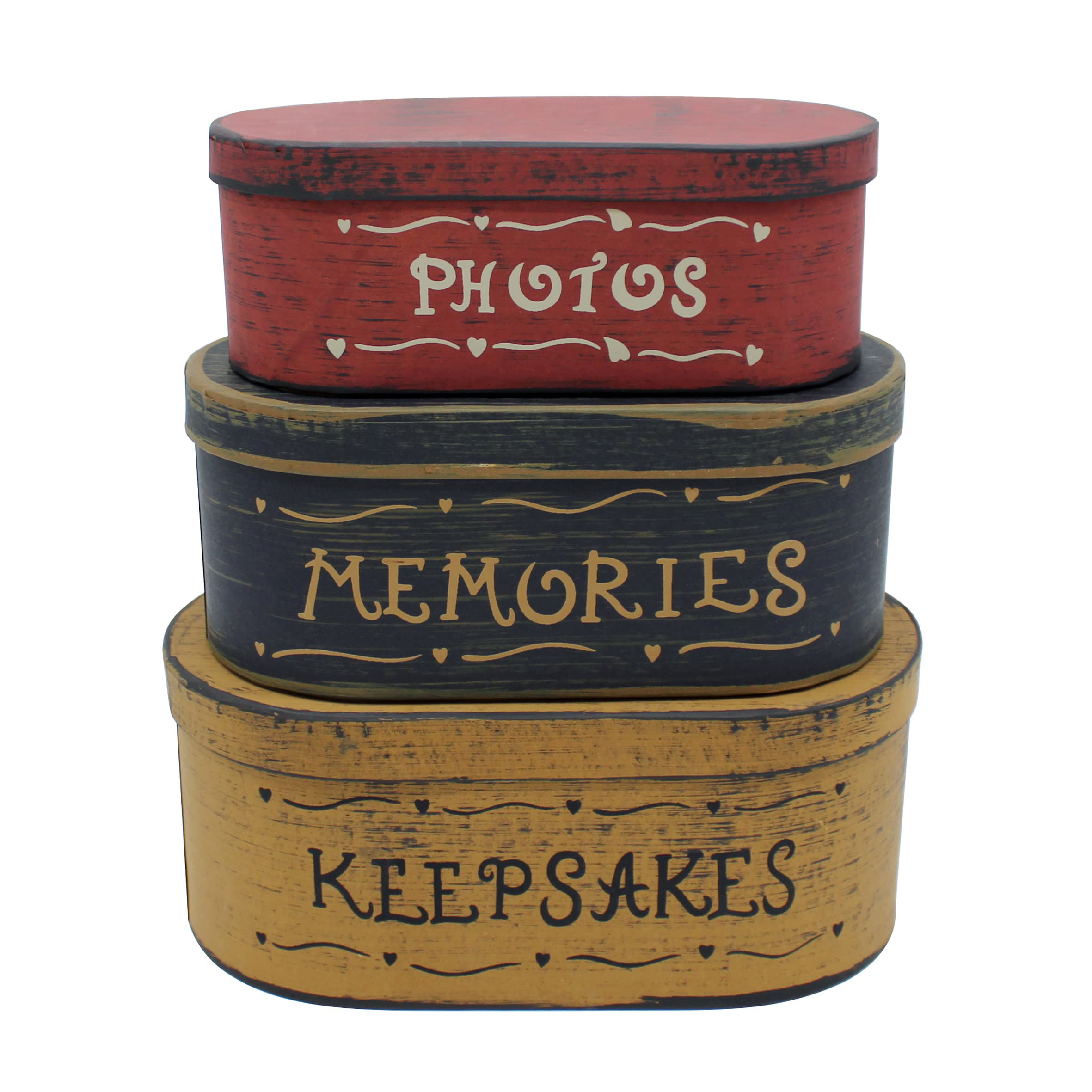 August Grove® Oval Rustic Vintage Cardboard Nesting Boxes Set of 3 ...