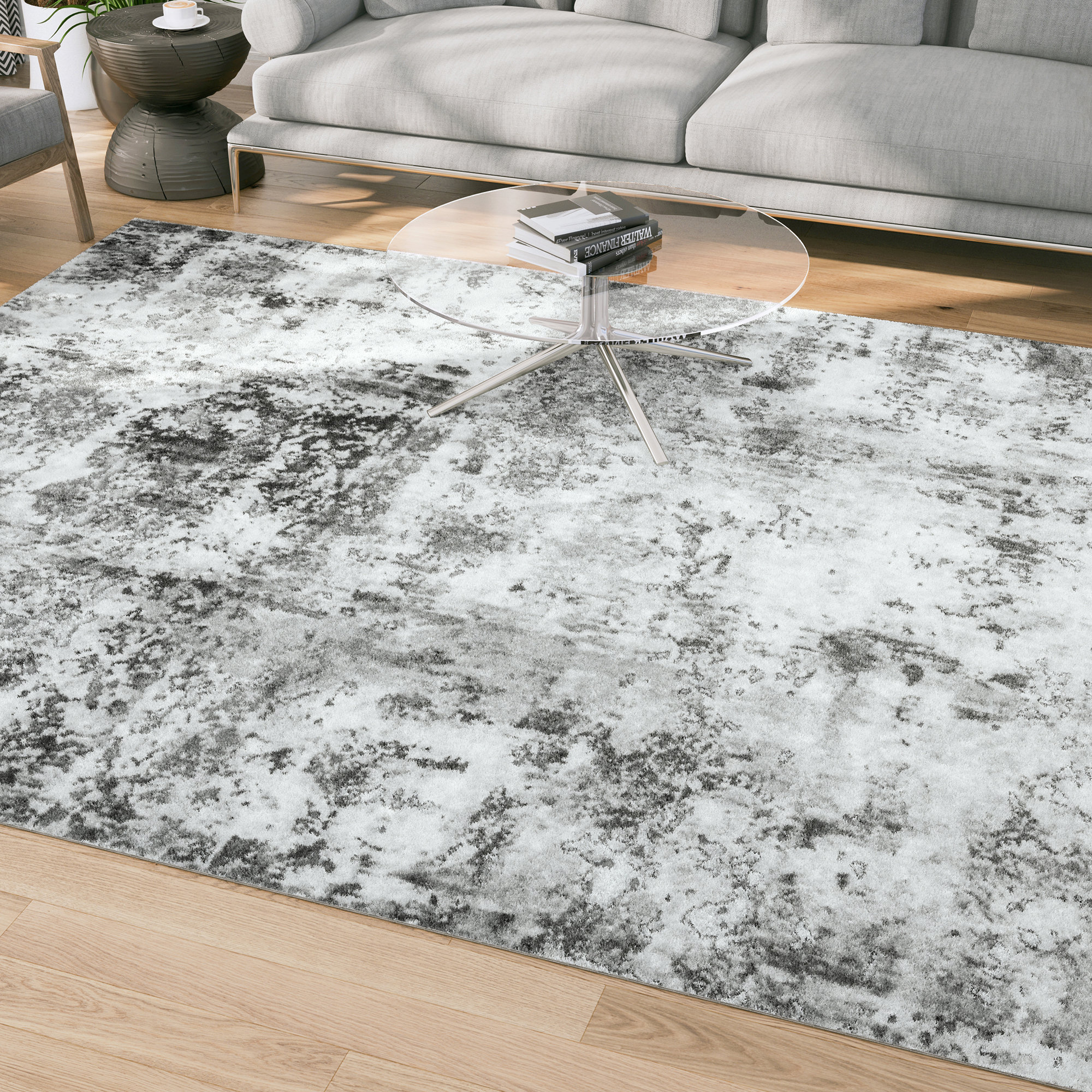 17 Stories Grey/White Area Rug - Wayfair Canada