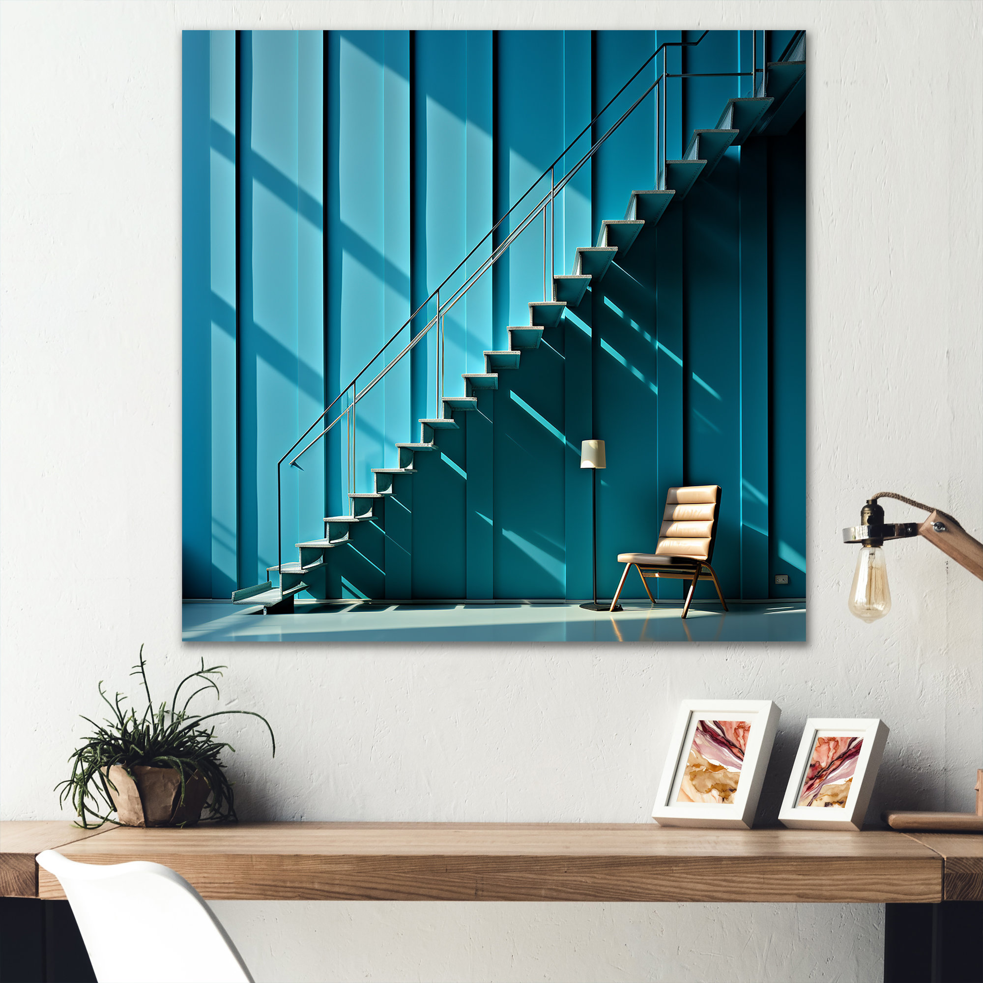 Ebern Designs Cyan Citadel Minimal Urban Photos I Framed On Canvas ...