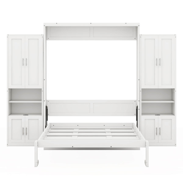 Wildon Home® Sunaina Full Size Murphy Bed with 2 Side Cabinet Storage ...