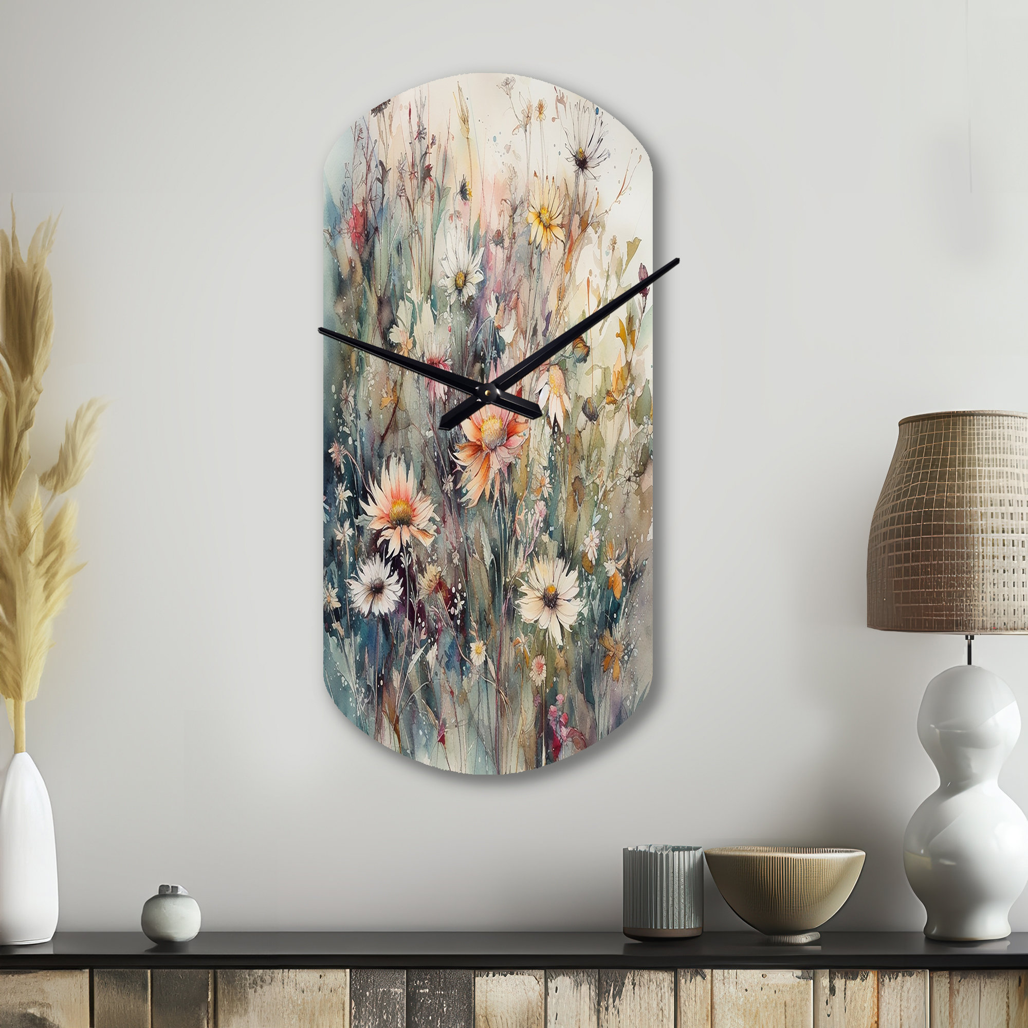 Design Art Orange Green Daisy Tranquility - Daisy Cylinder Metal Wall ...