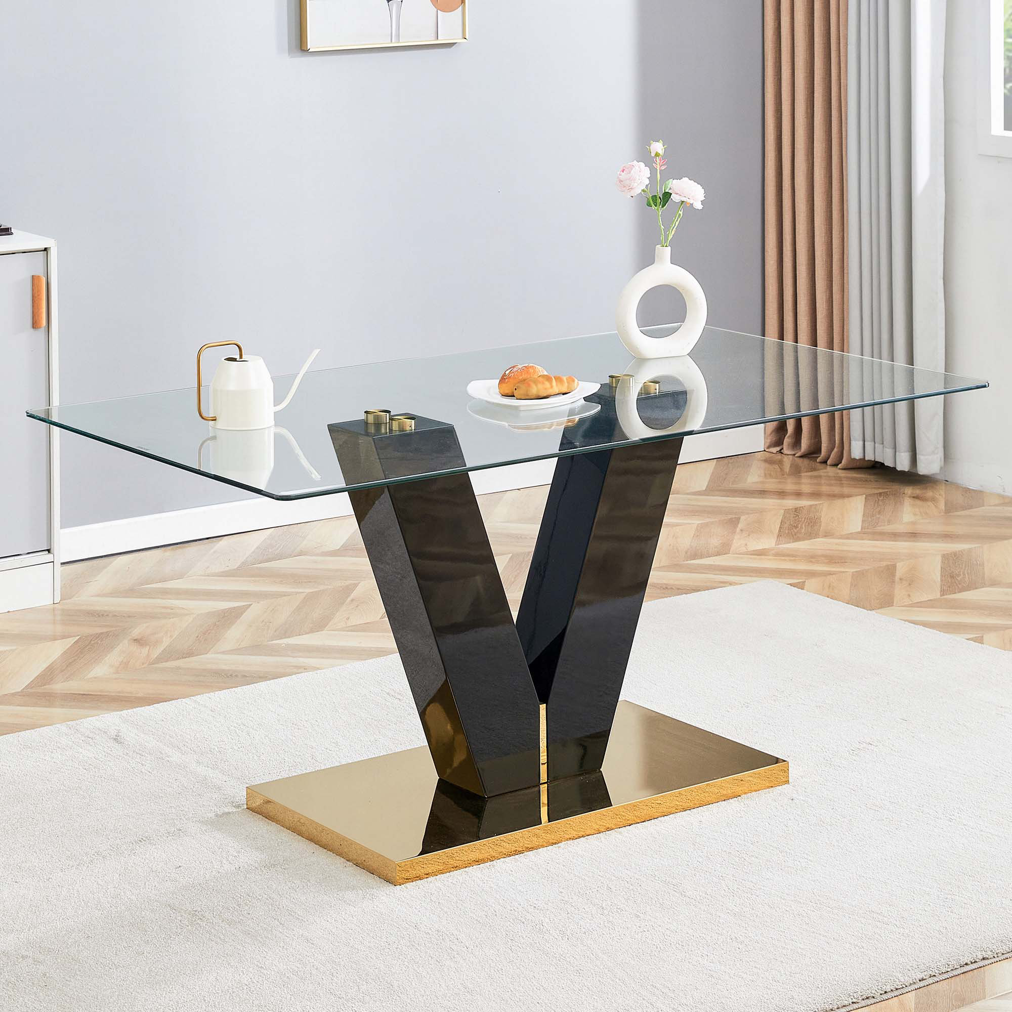 Mercer41 Large Rectangular Glass Dining Table(Only Table) - Wayfair Canada