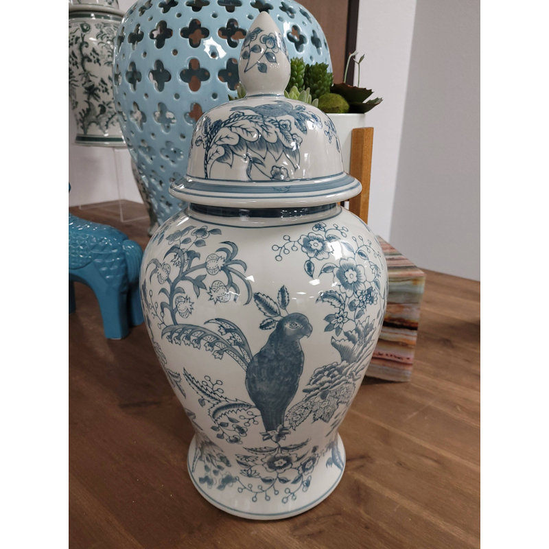 Charlton Home® Abdulai Blue/White 18.11" Porcelain China Ginger Jar ...