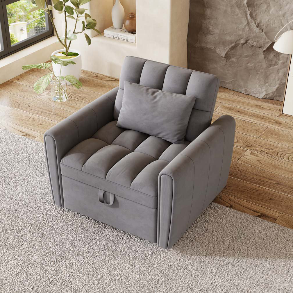 Mercer41 Velvet Accent Convertible Chair Club Armchair - Wayfair Canada